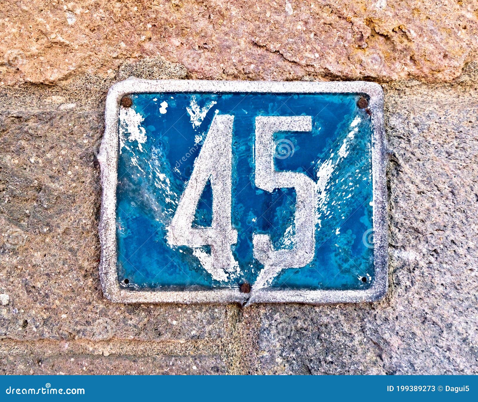 Number 45, Forty-five, Blue and Centered. Stock Image - Image of ...