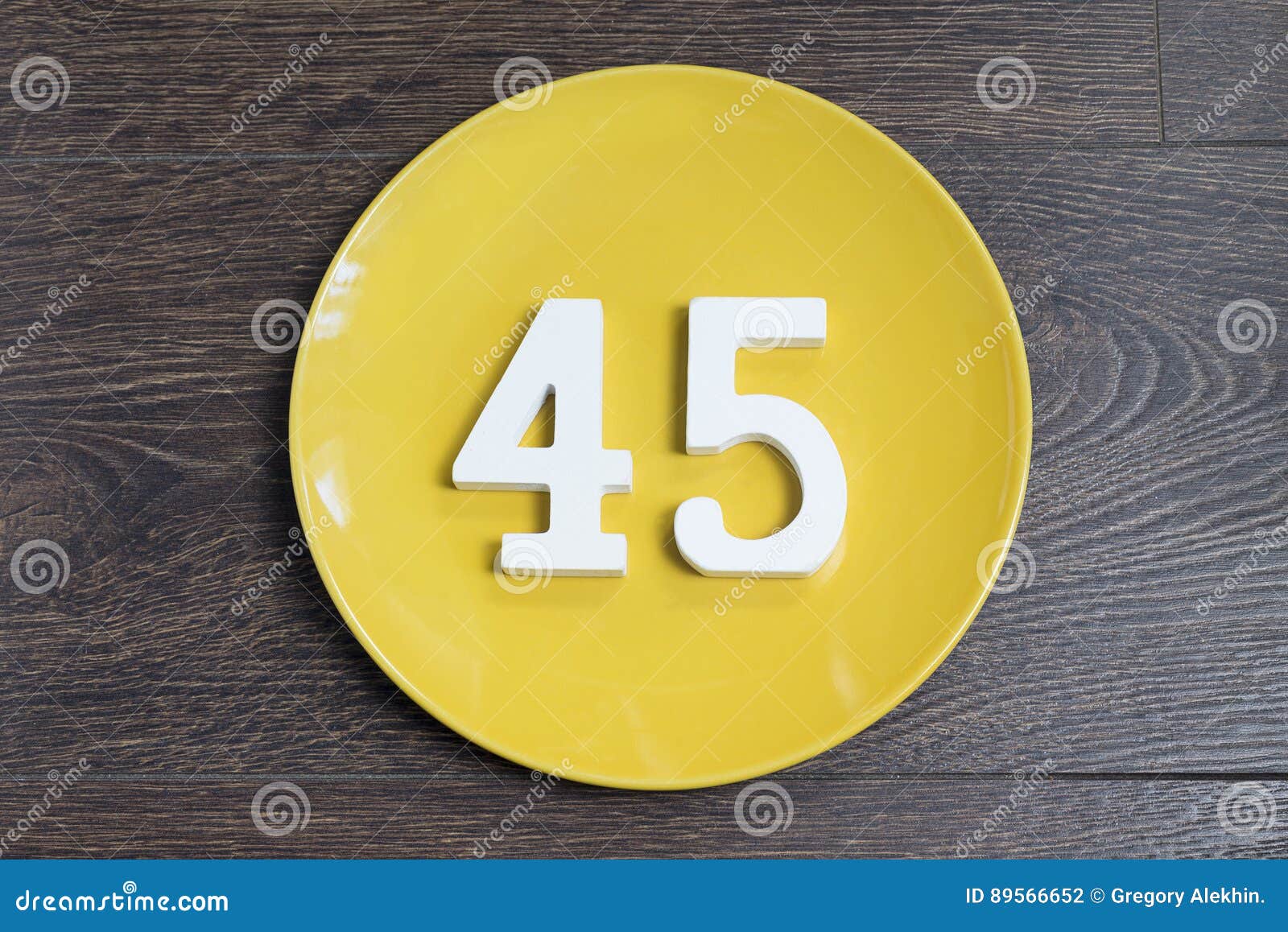 Number Forty Five on the Yellow Plate. Stock Photo - Image of sign ...