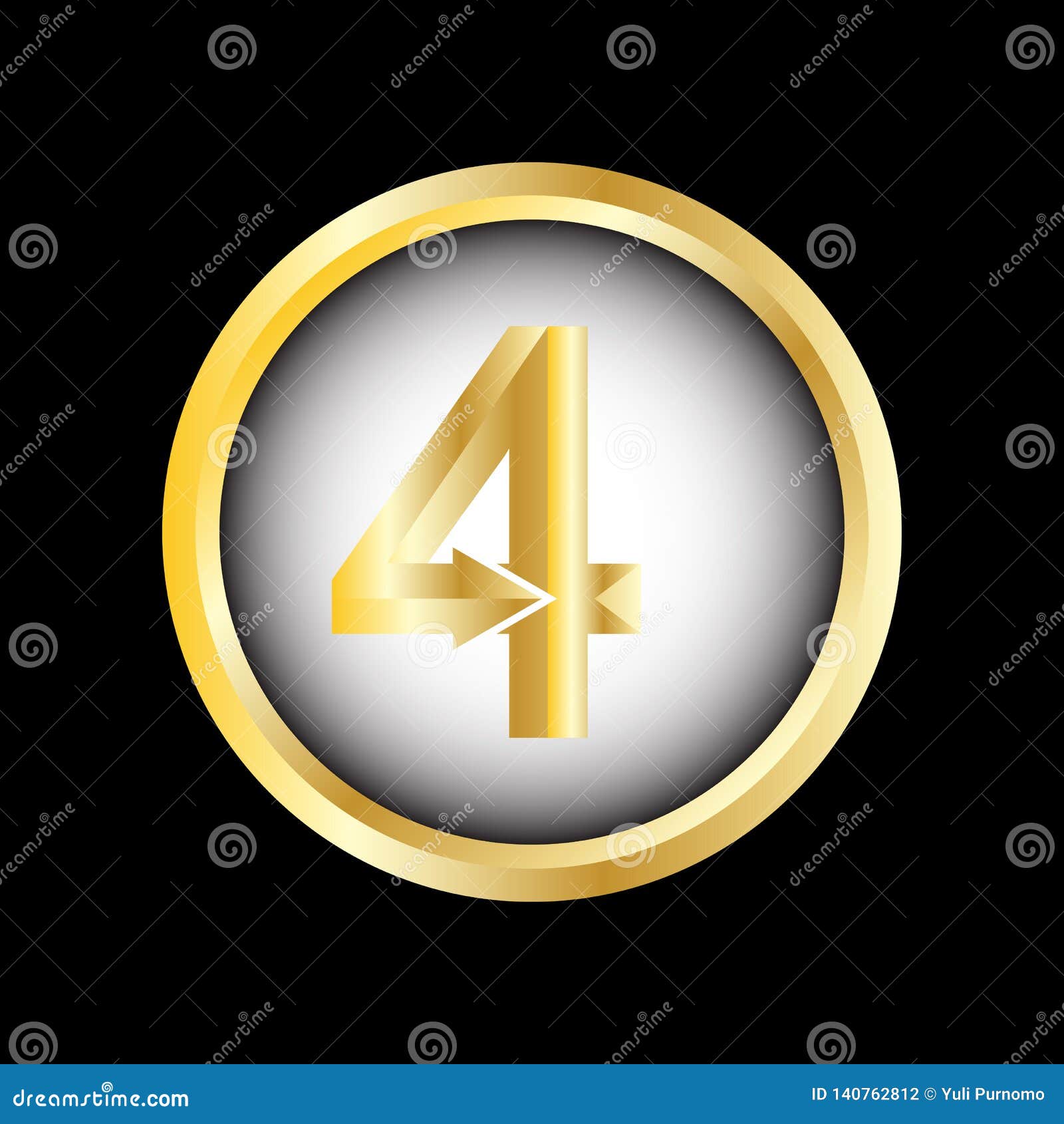 Number Four on Badge Design Vector Image Stock Illustration ...