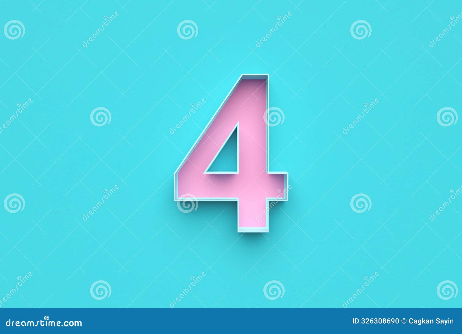 Number Four on Blue Background Stock Illustration - Illustration of ...
