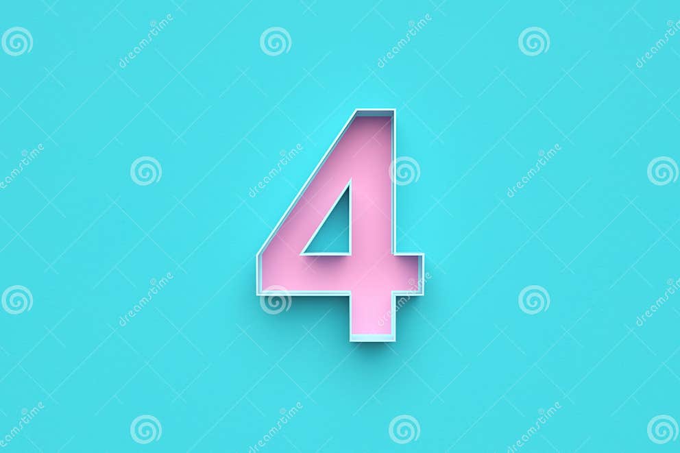 Number Four on Blue Background Stock Illustration - Illustration of ...