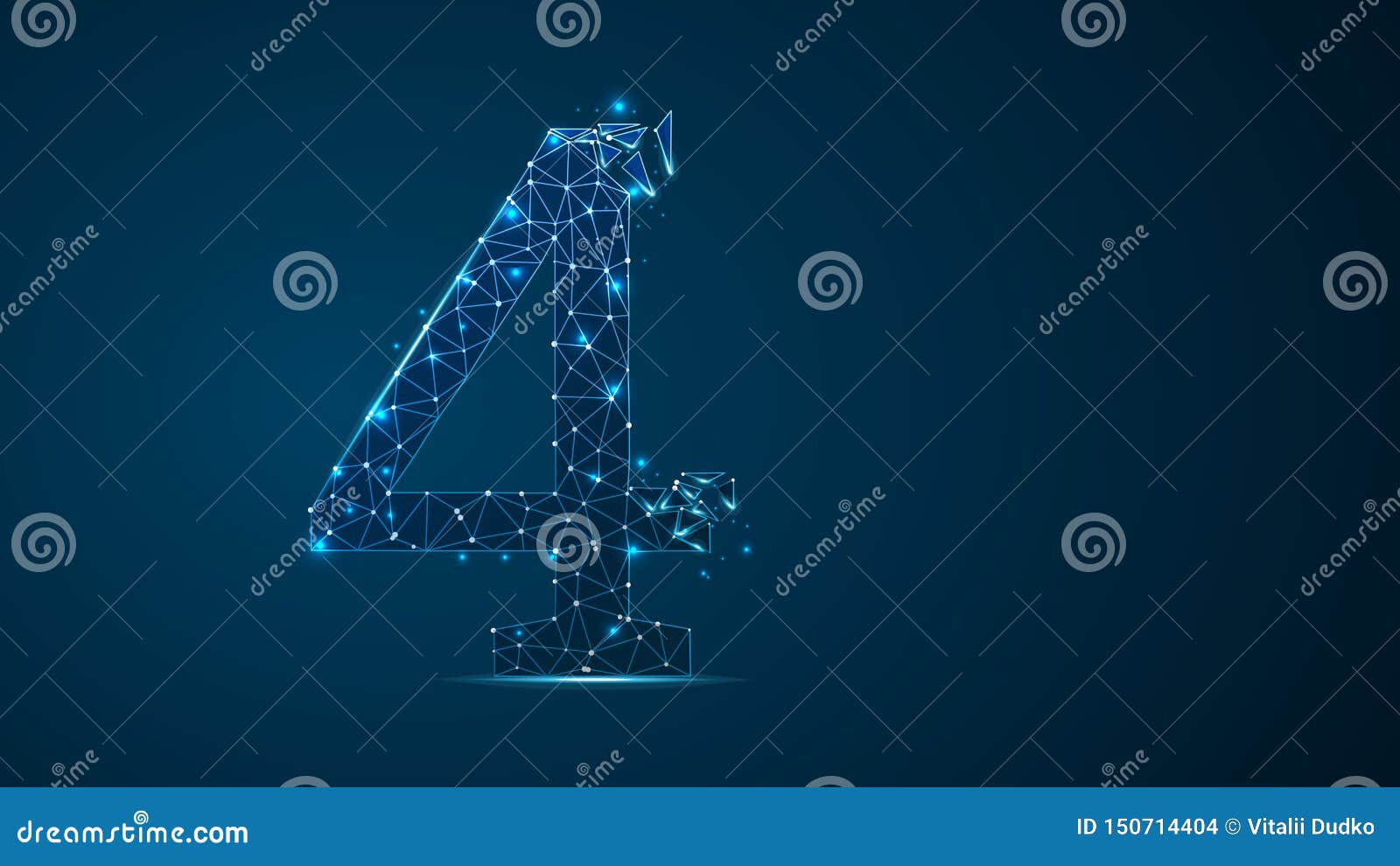 Number Four 2D Low Poly Abstract Illustration Consisting of Points ...