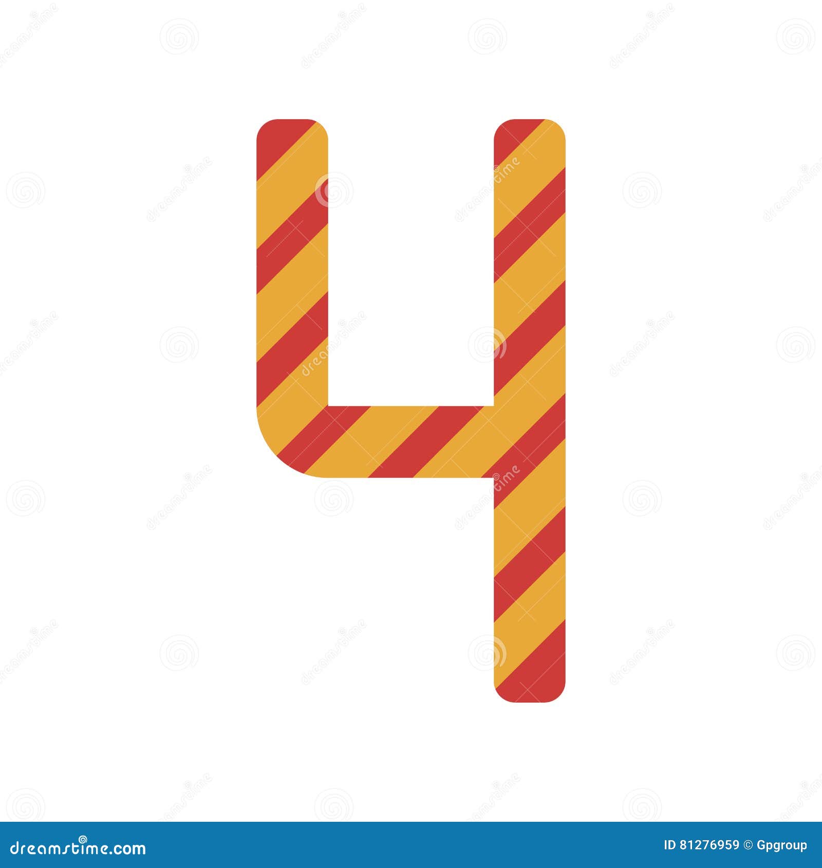 Number Four Design with Diagonal Colorful Striped Stock Illustration ...