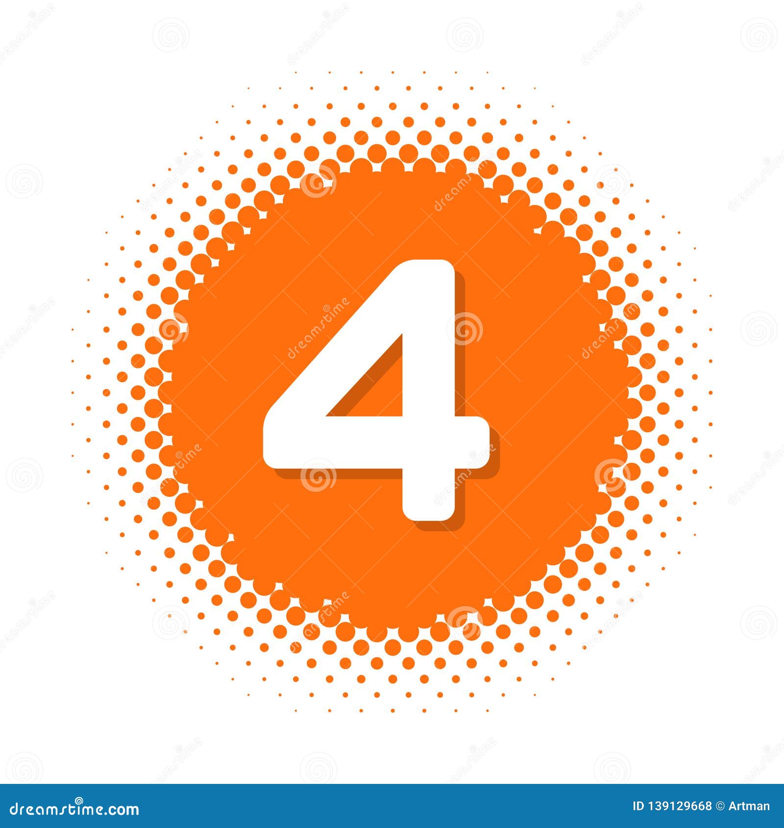 Number Four on Halftone Round Shape Stock Vector - Illustration of ...