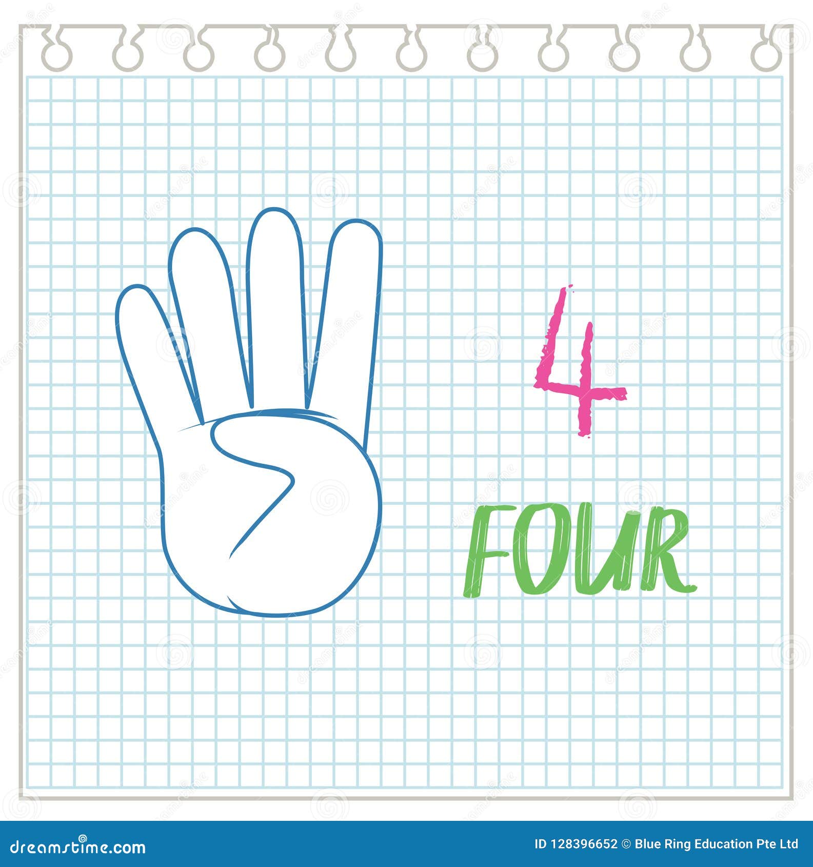 Number four hand gesture stock vector. Illustration of palm - 128396652