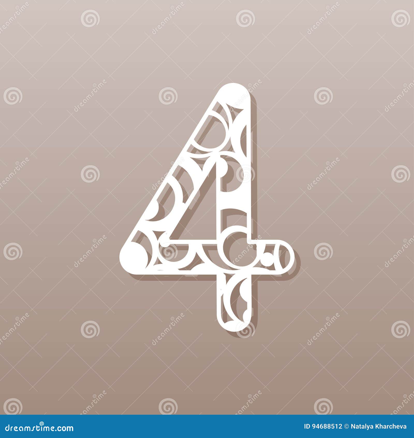 Number Four for Laser Cutting.a Round Pattern Stock Vector ...