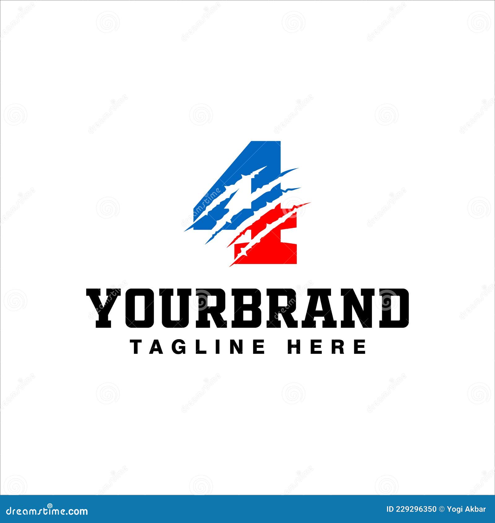 Number Four Logo in Modern Style with Vector Illustration Stock Vector ...