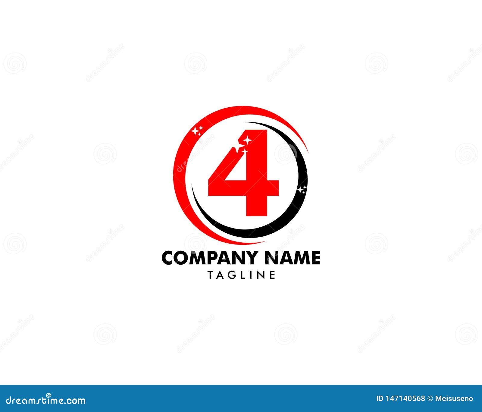 Number Four Logo, Logo 4 Vector Template Stock Vector - Illustration of ...