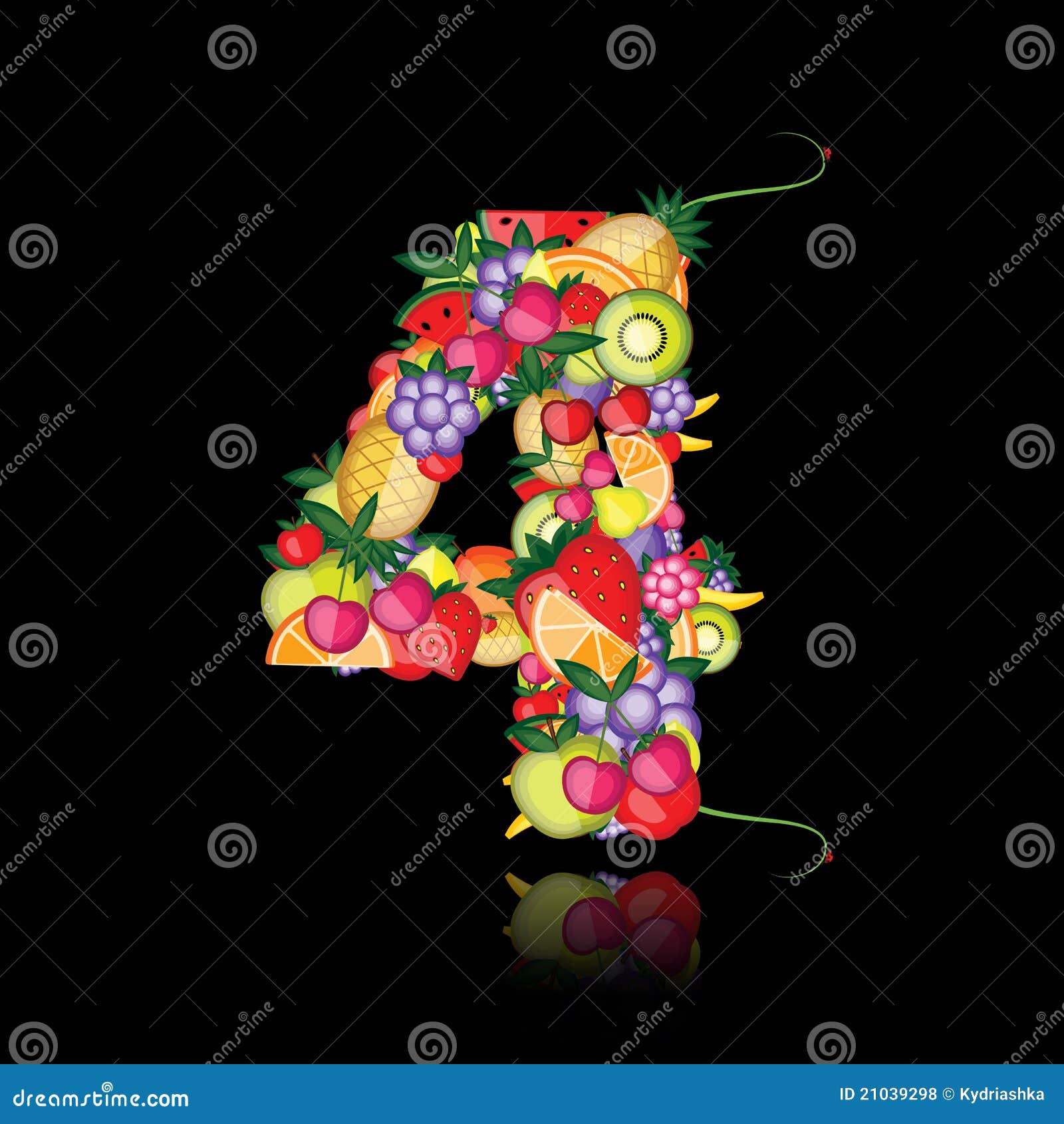 Number Four Made from Fruits. Stock Vector - Illustration of math ...