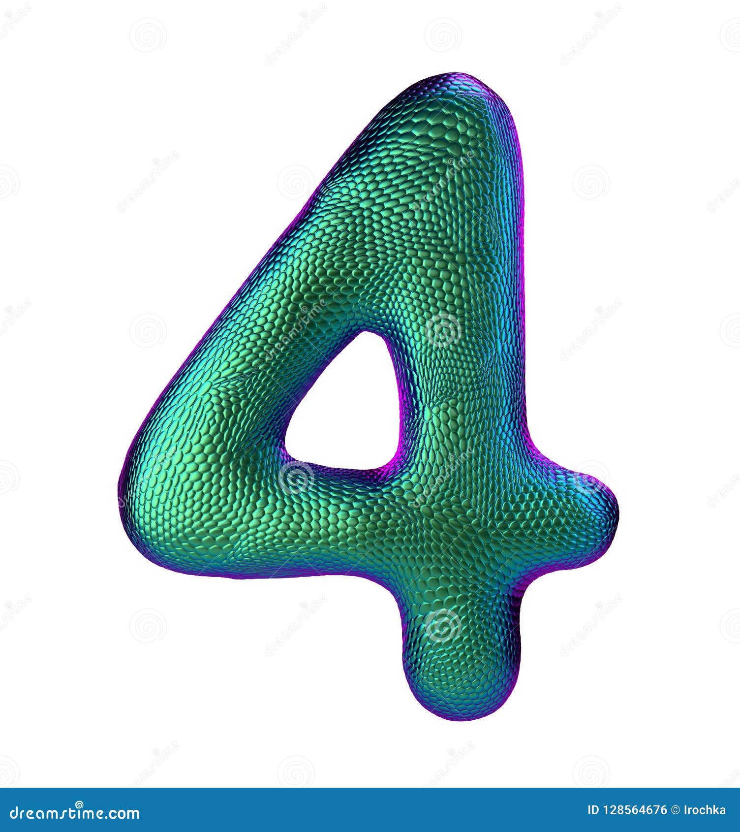 Number 4 Four Made of Natural Green Snake Skin Texture Isolated on ...