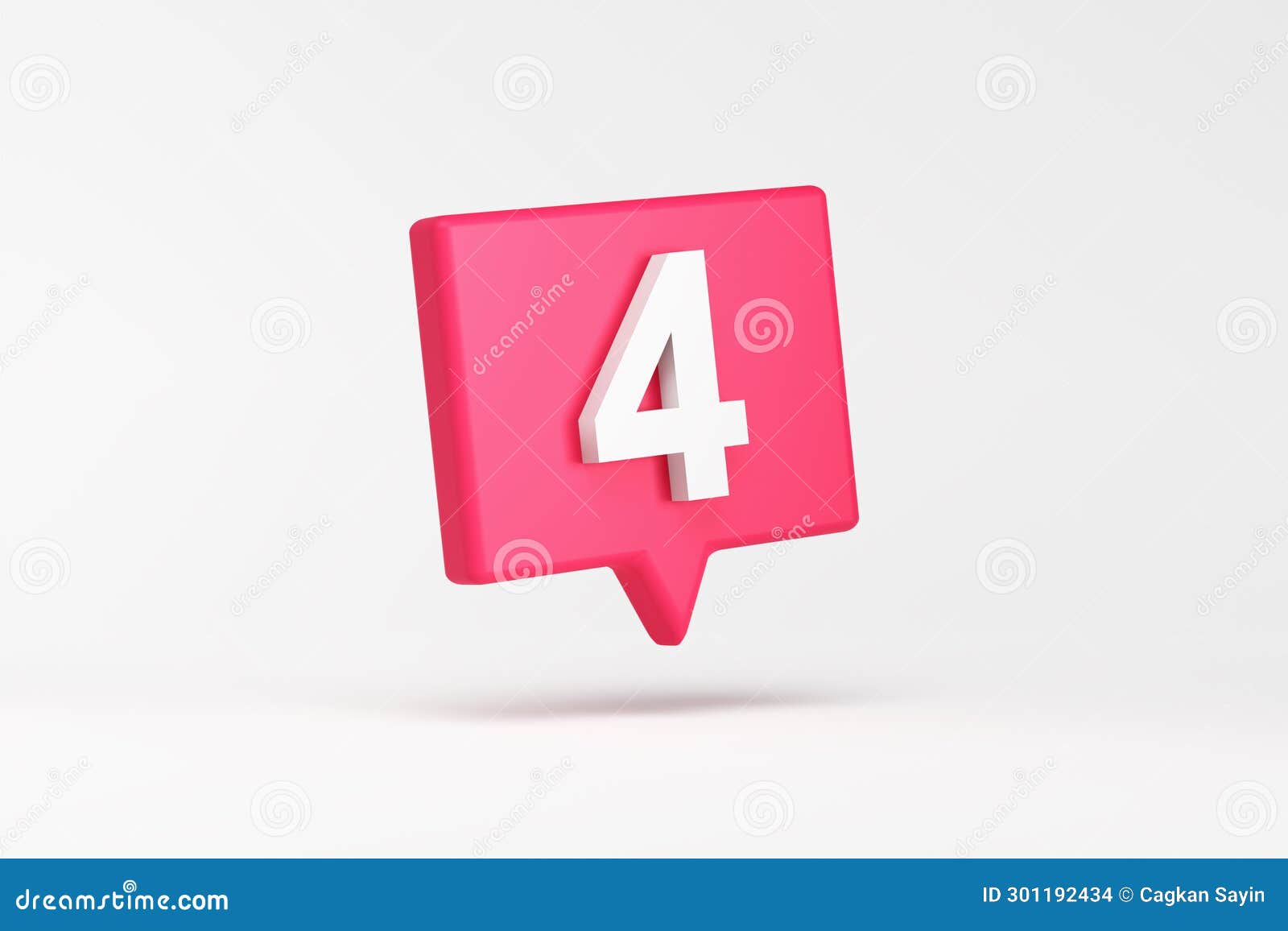 Number Four 4 on Pink Speech Bubble on White Background Stock ...