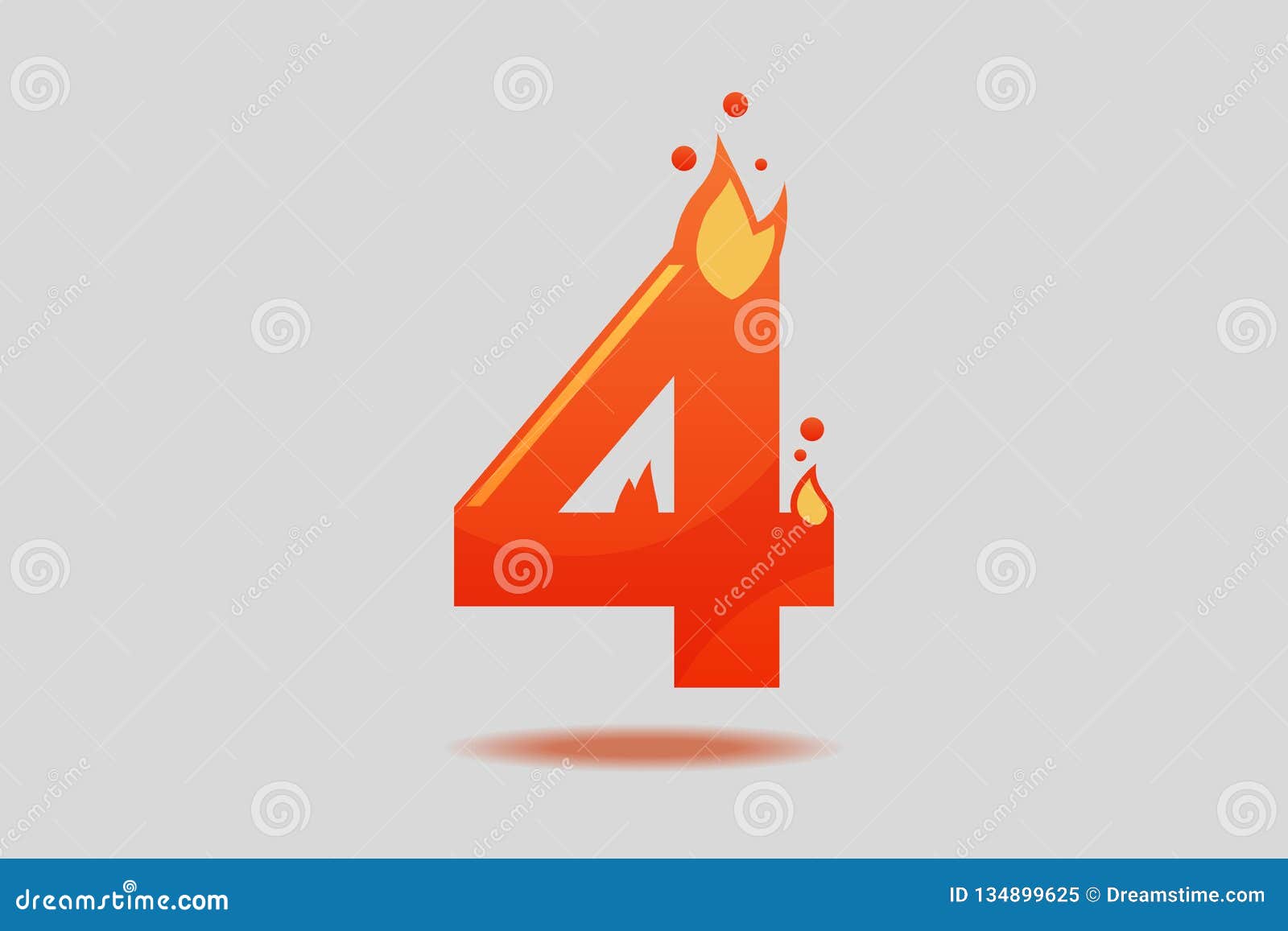 Number Four with Red Flames and Sparks Stock Vector - Illustration of ...