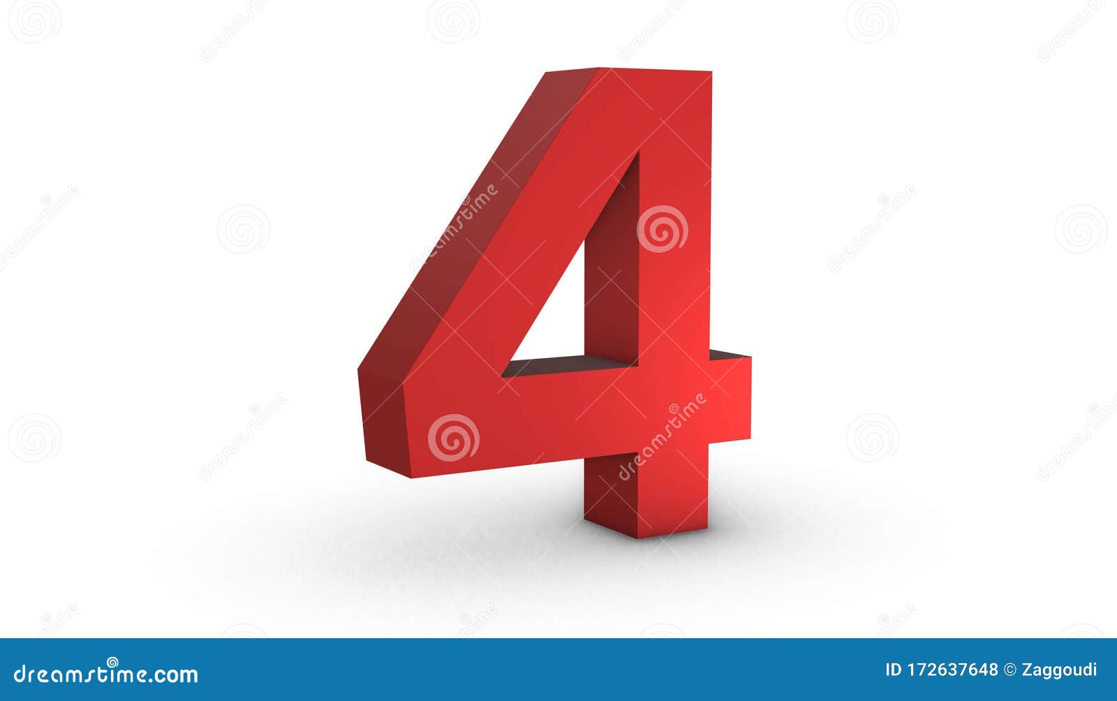Number 4 Four Red Sign 3D Rendering Isolated on White Background Stock ...