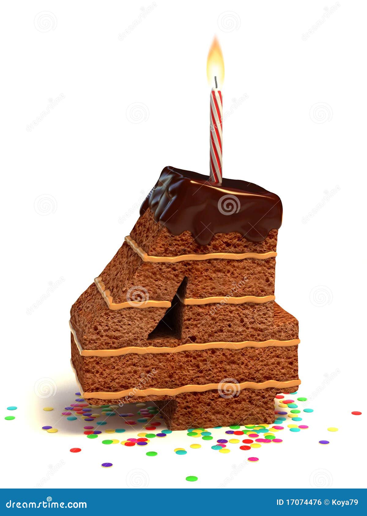 Number Four Shape Birthday Cake Stock Illustration - Illustration of ...