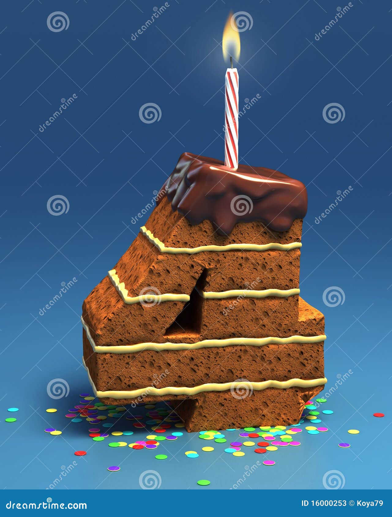 Number Four Shaped Birthday Cake Stock Illustration - Illustration of ...