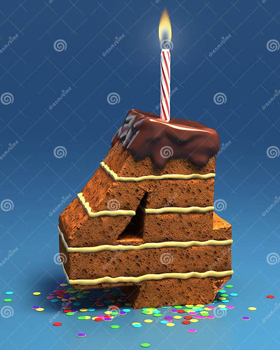 Number Four Shaped Birthday Cake Stock Illustration - Illustration of ...