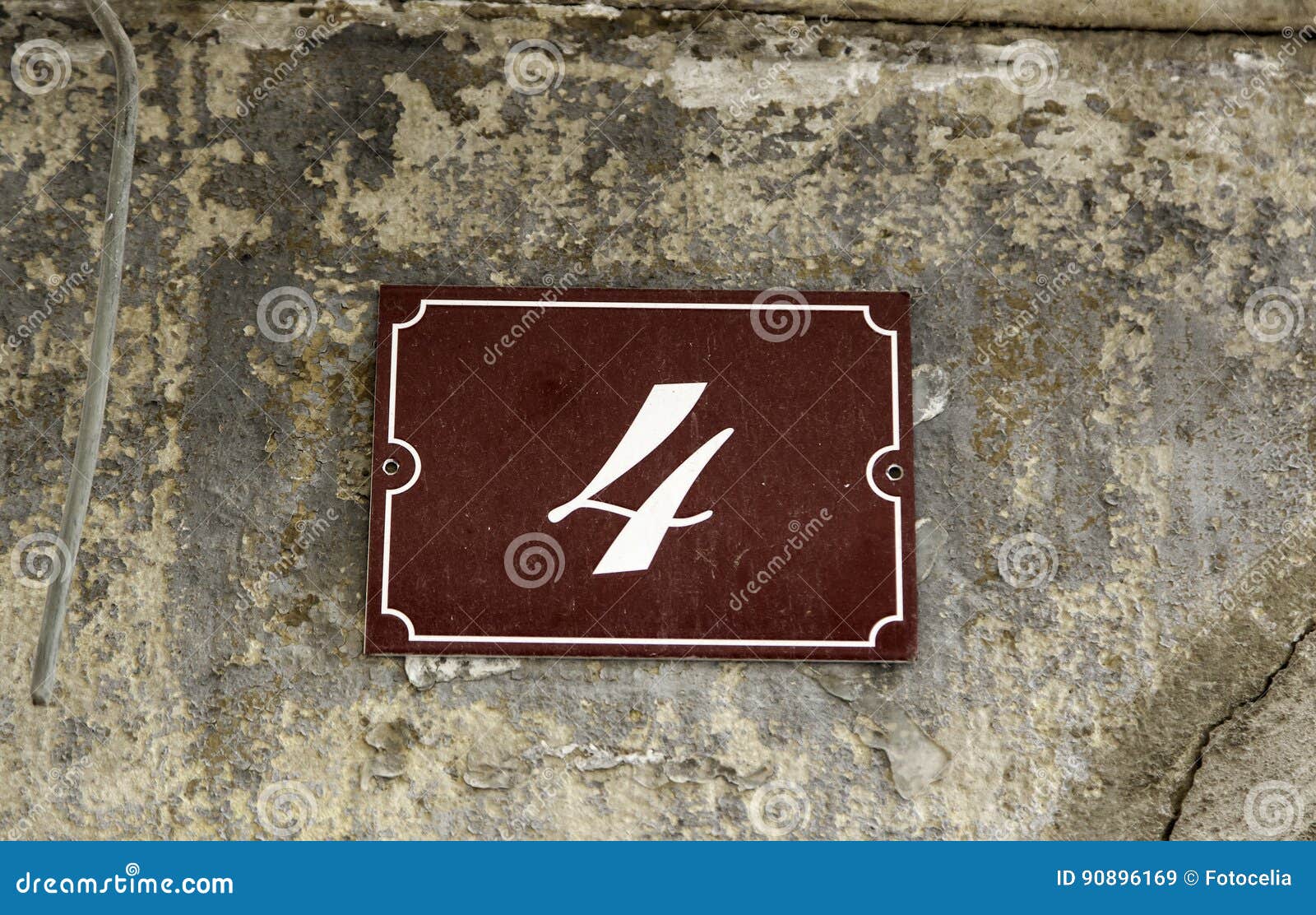 Number four on the street stock image. Image of orange - 90896169