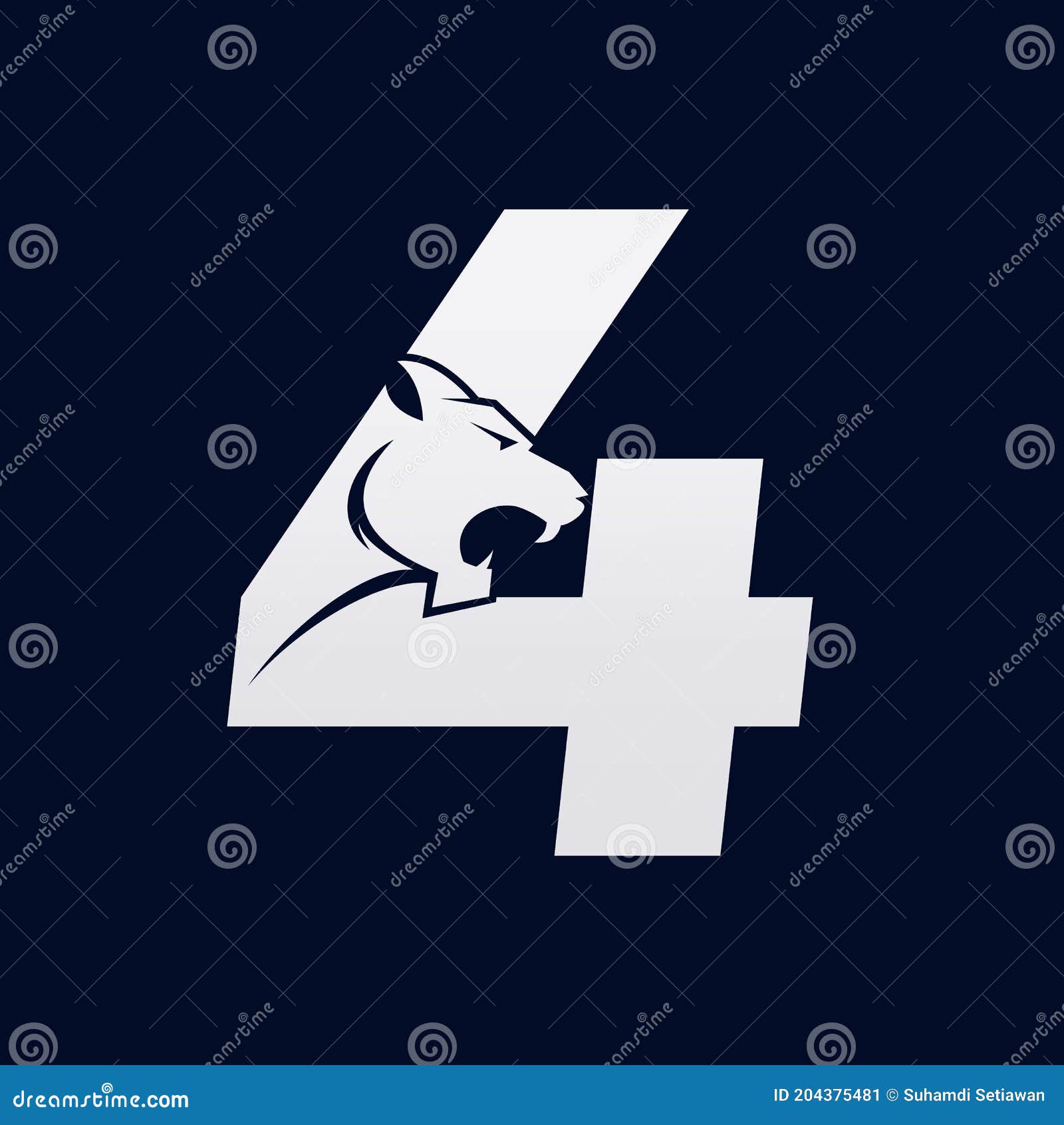 Number Four Tiger, Numeral Predator Logo Design Vector Stock Vector ...