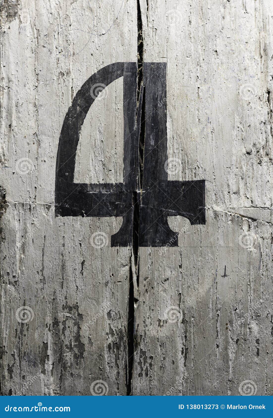 The Number Four on Timber Post Stock Image - Image of number, door ...