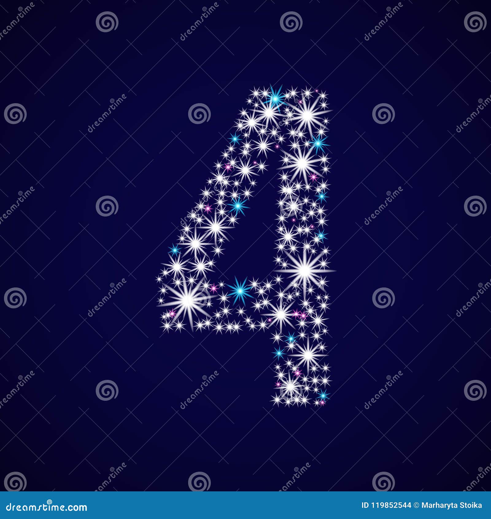 Number four stock vector. Illustration of holiday, star - 119852544