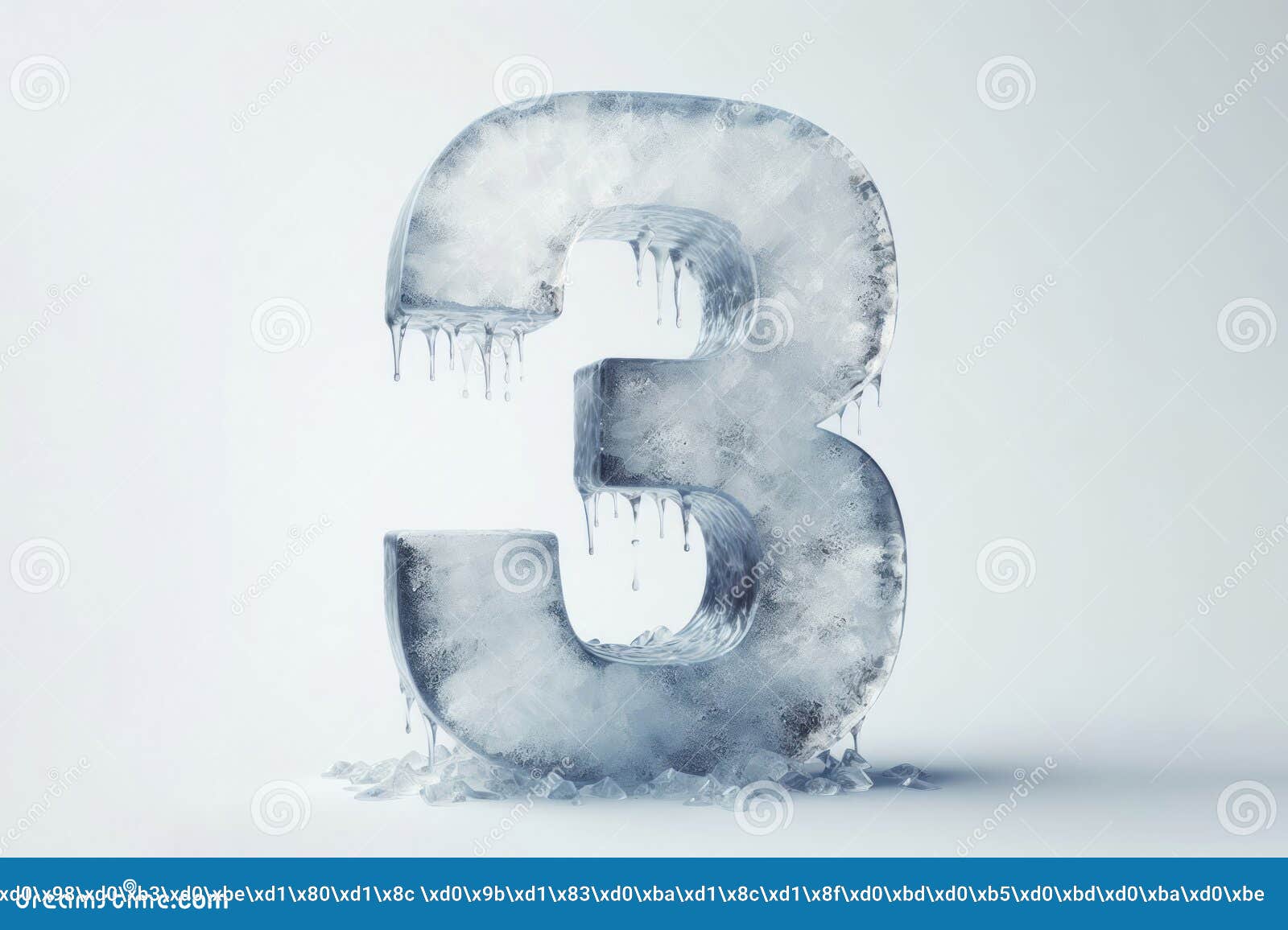Number 3 Frozen Ice Isolated on Solid White Background. Ai Generative ...
