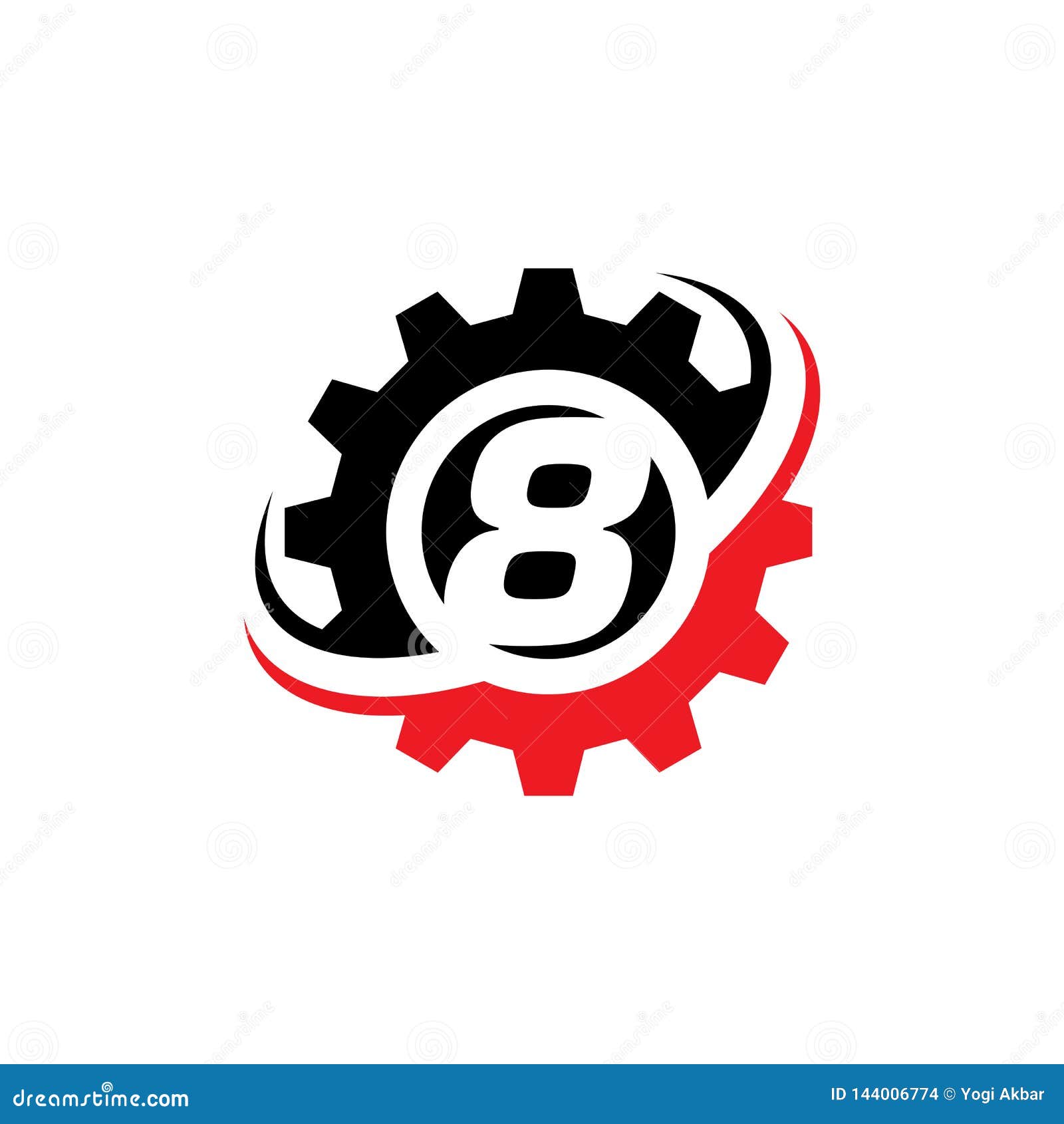 Number 8 Gear Logo Design Template Stock Vector - Illustration of ...