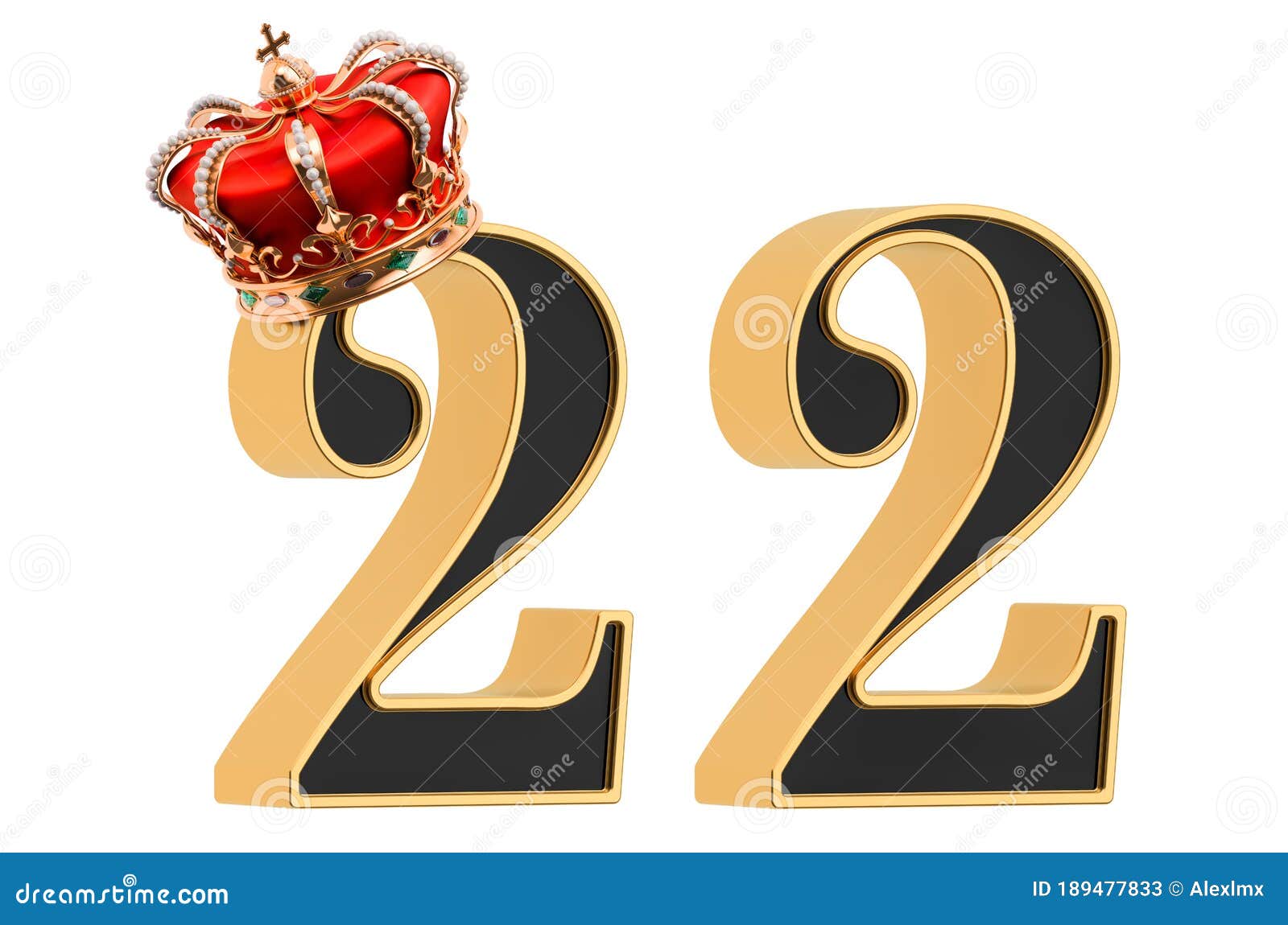 Number 2 with Gold Crown and without, Black Font with Golden Border. 3D ...