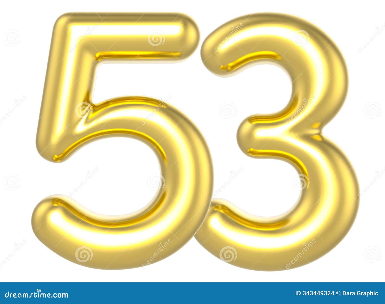 53 Number Gold 3D Render with White Background Stock Illustration ...
