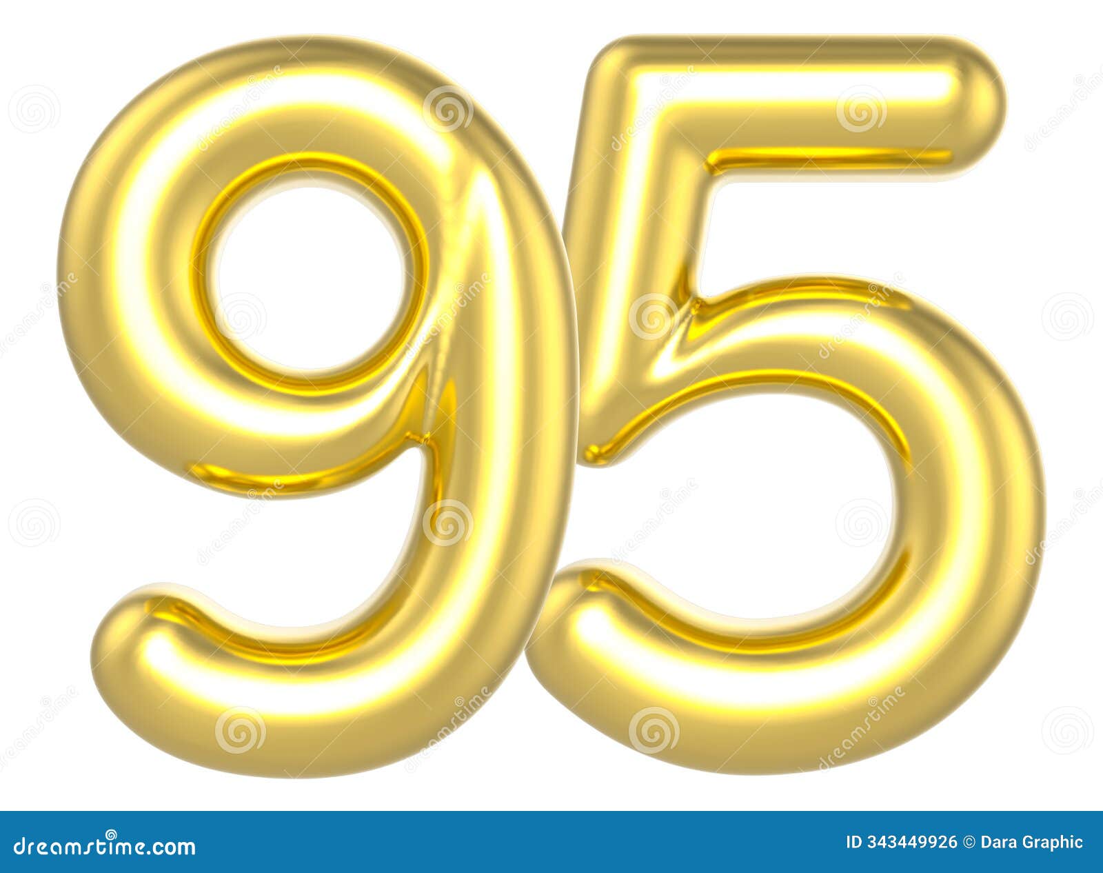 95 Number Gold 3D Render with White Background Stock Illustration ...