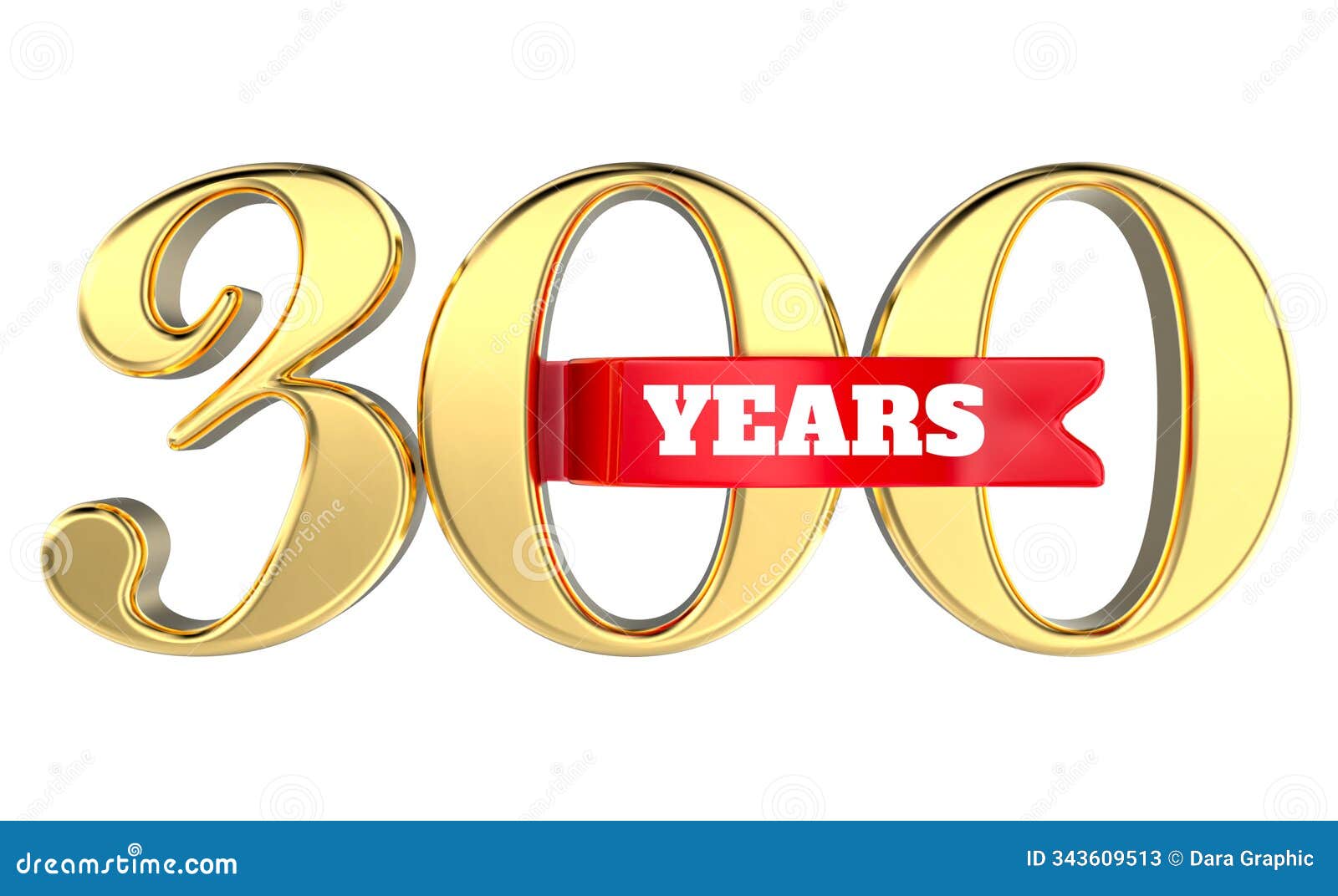 300 Number Gold 3D Render with White Background Stock Illustration ...