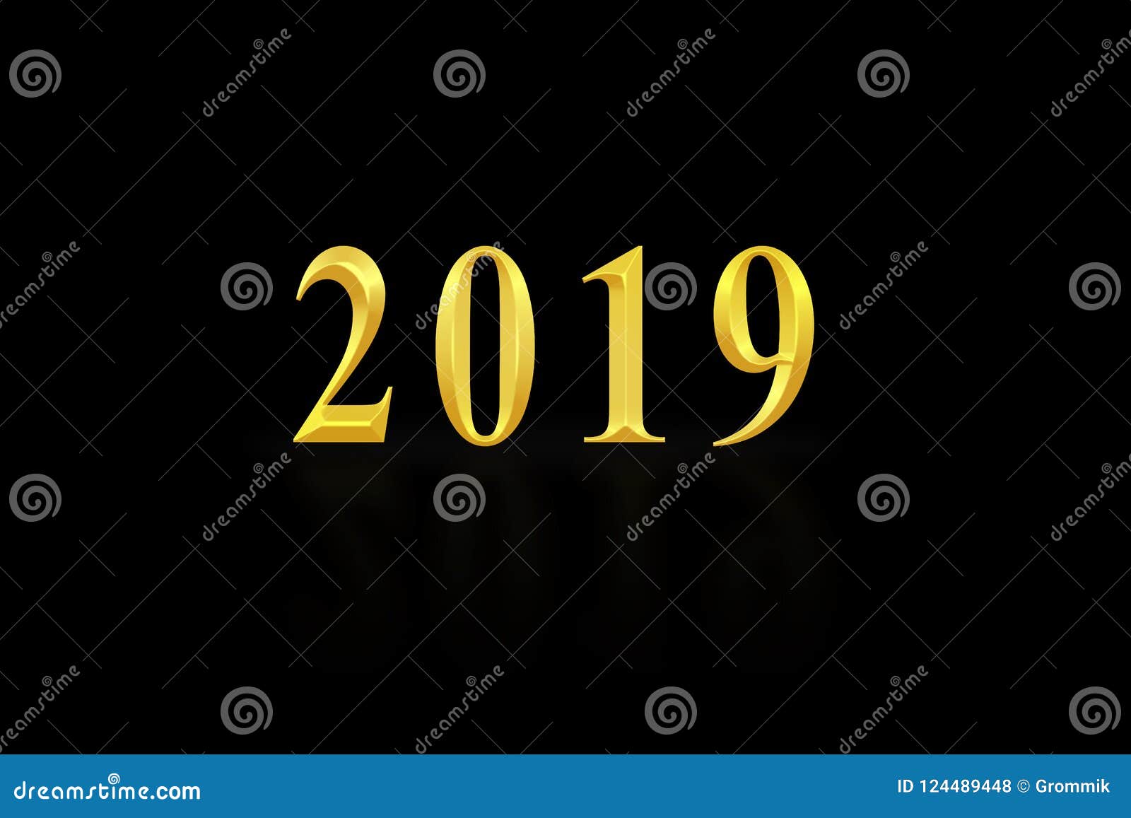 Number 2019 in Gold Letters on Black Background Stock Illustration ...