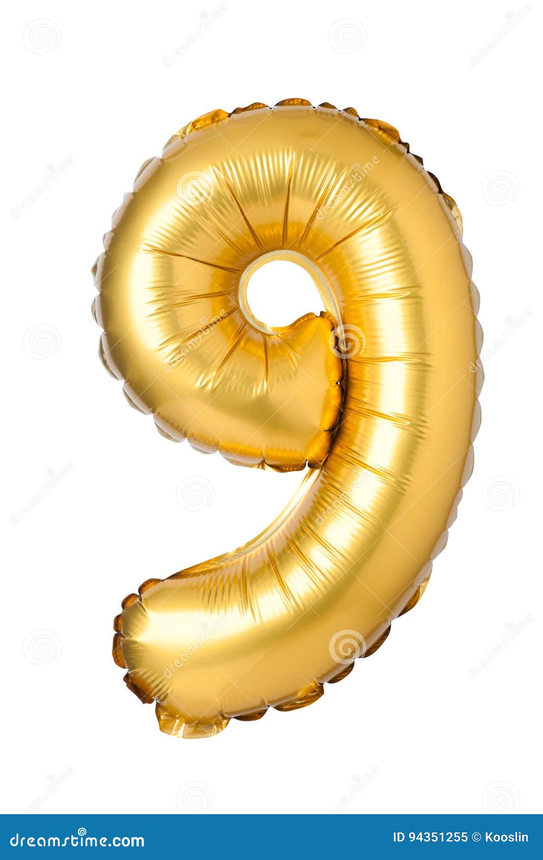 Number 9 of golden balloon stock image. Image of celebration - 94351255