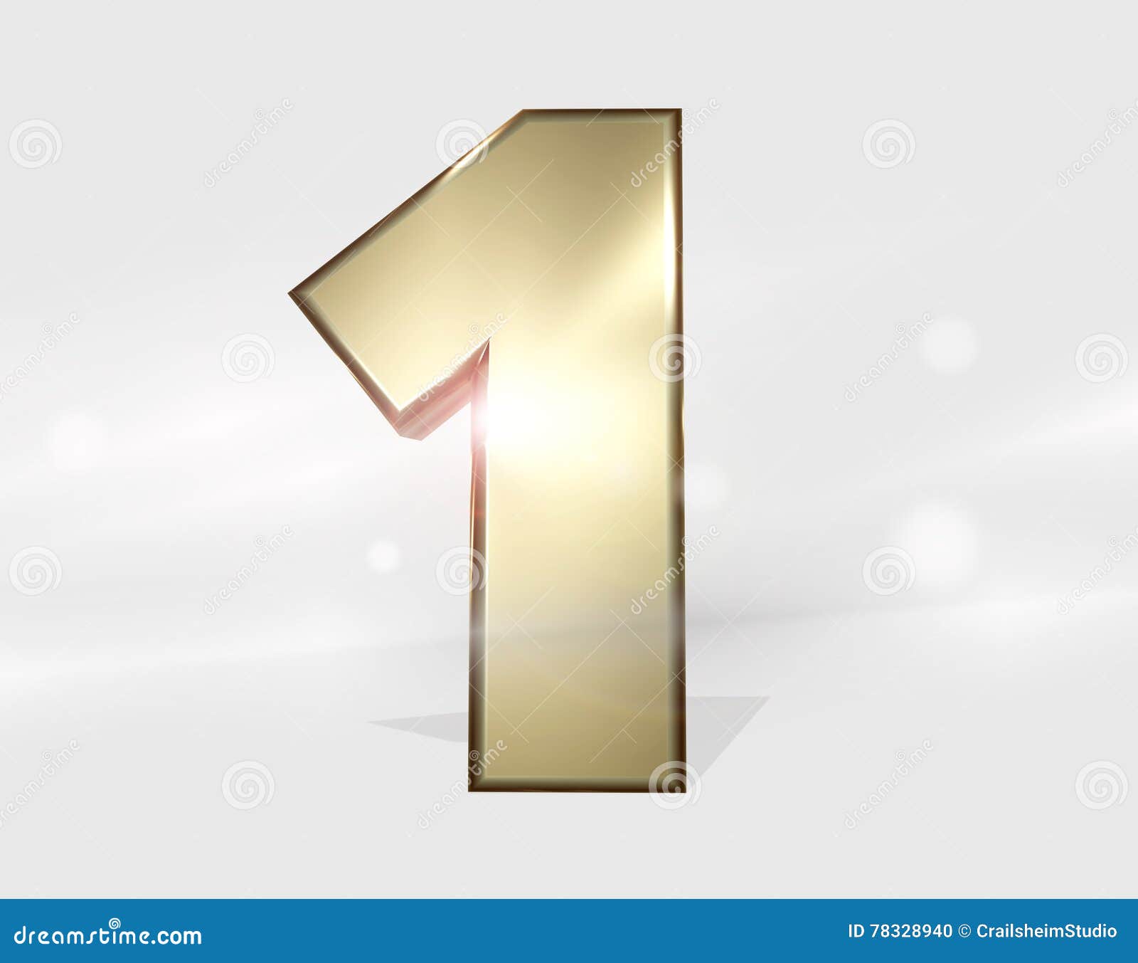 Number 1 Golden 3D Render Success Winner Design Stock Illustration ...
