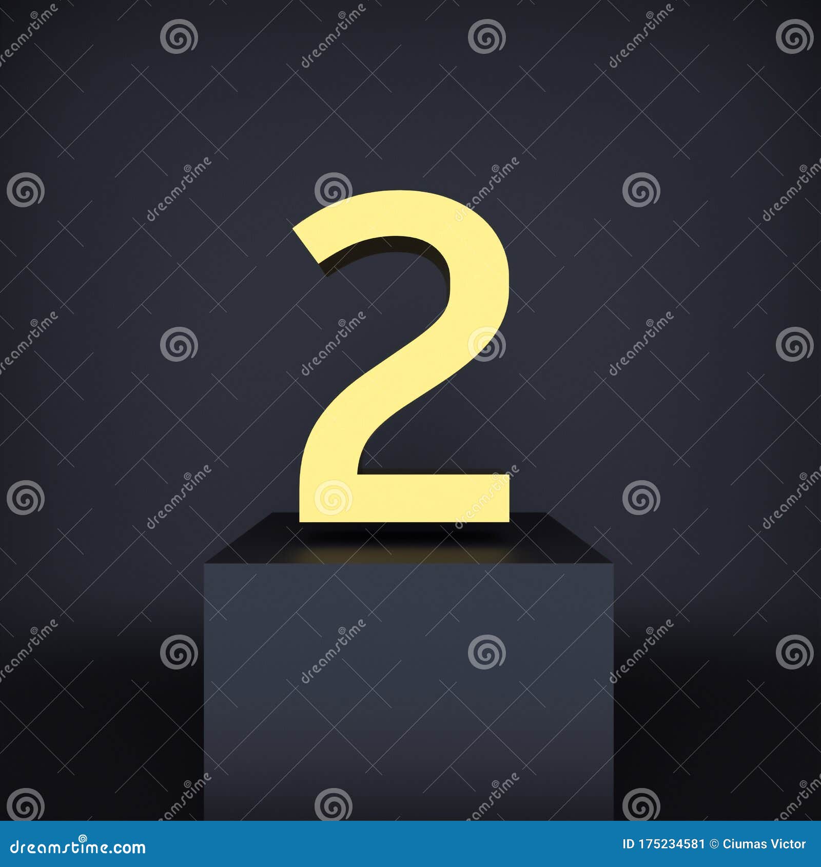 Number 2 Golden Shining Metallic 3D Image Symbol Black Background Stock ...