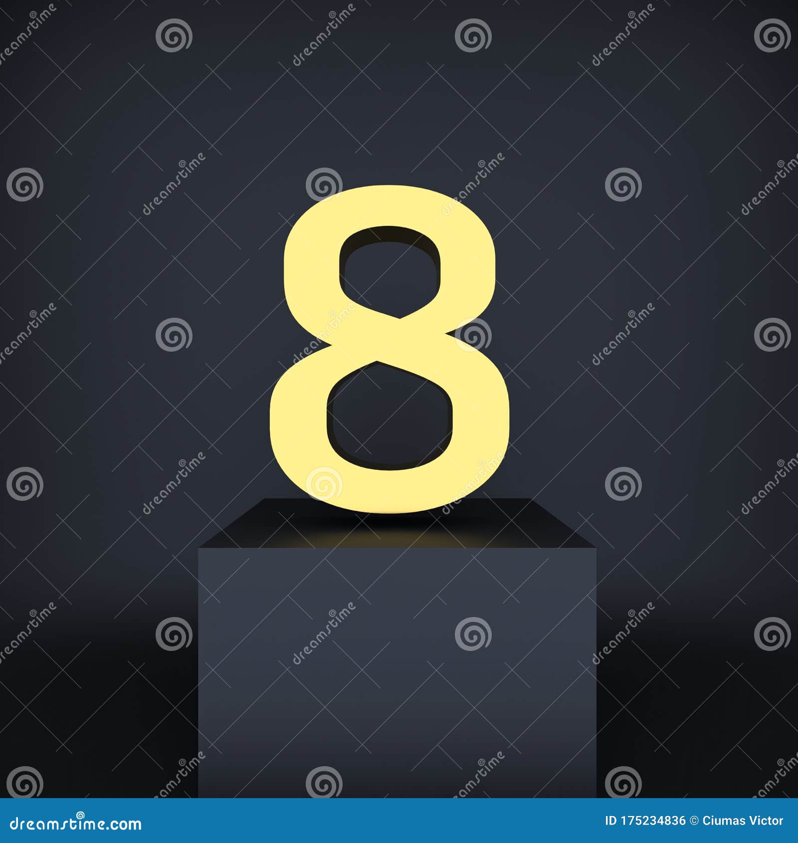 Number 8 Golden Shining Metallic 3D Image Symbol Black Background Stock ...