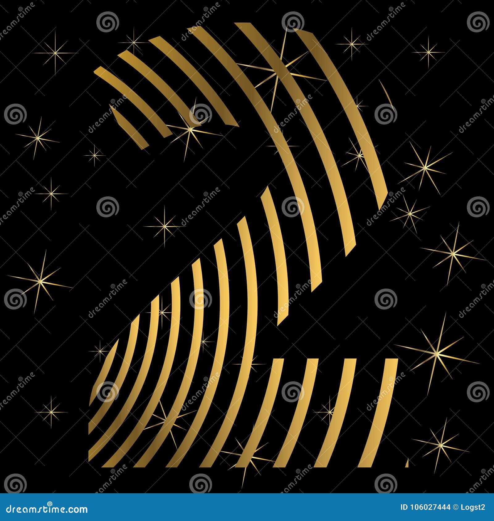 Number 2 in Golden Stripes Luxury Design Element Stock Vector ...