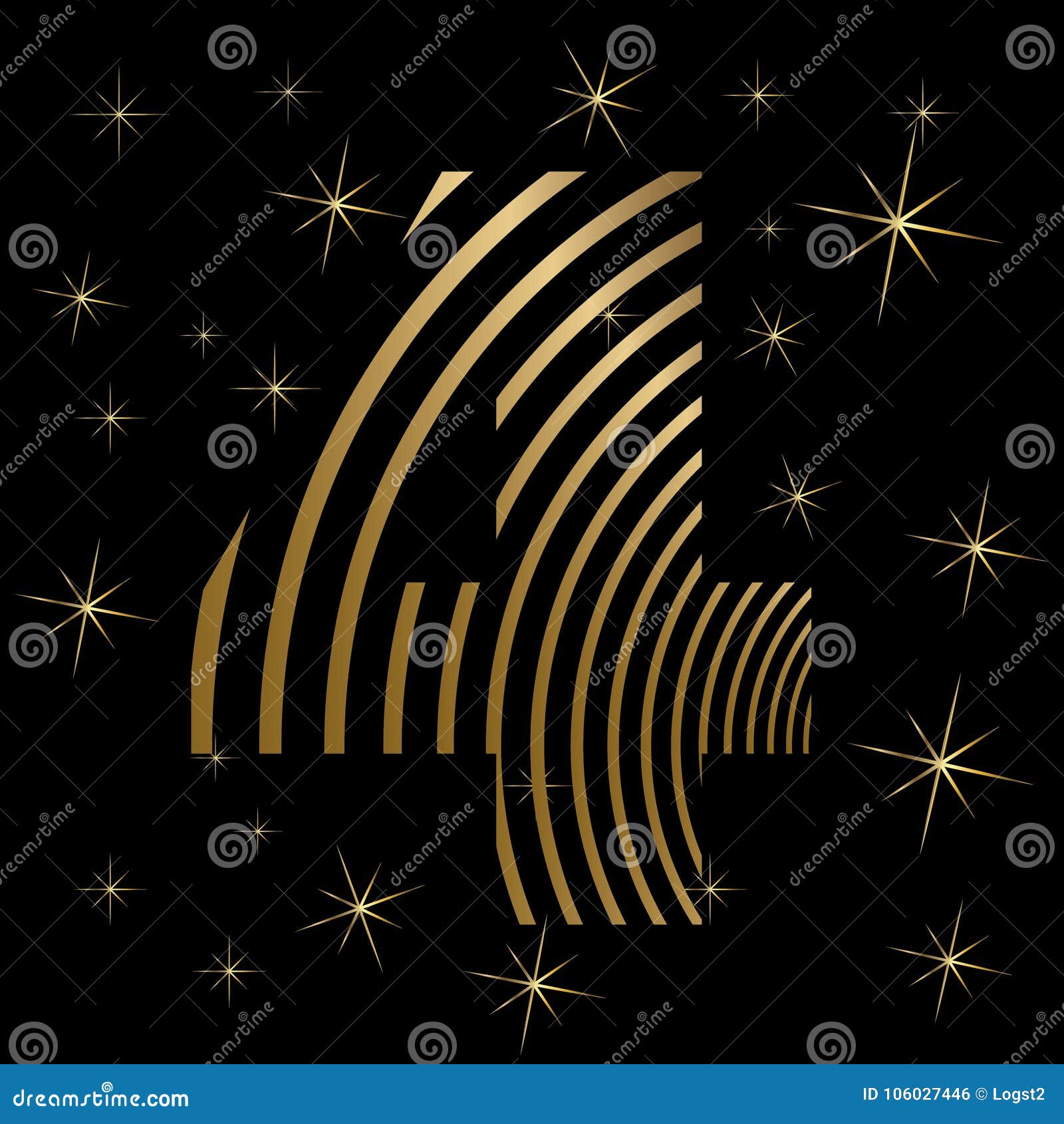 Number 4 in Golden Stripes Vector Stock Vector - Illustration of ...