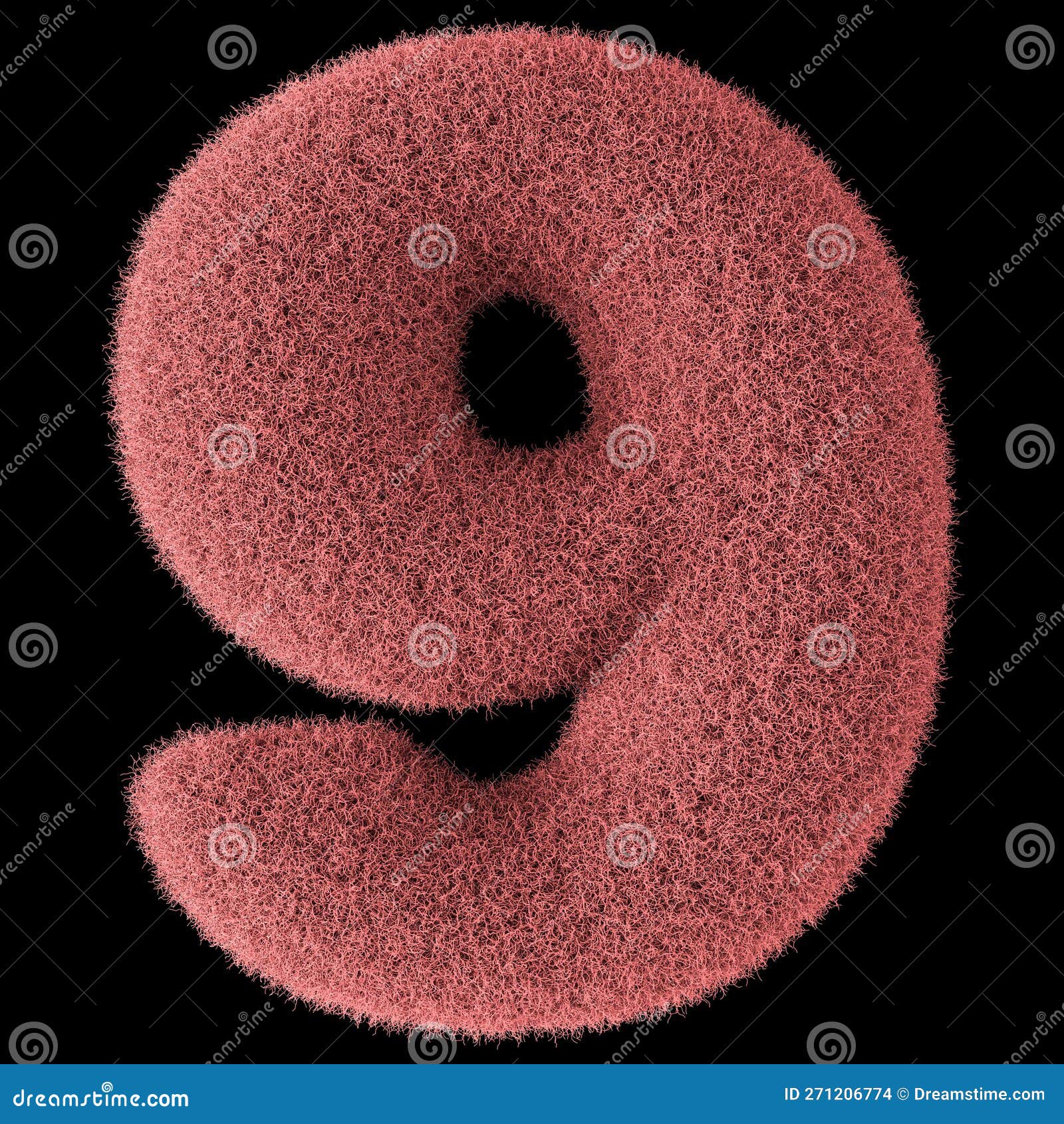 Number 9 Grass 3D Render with Background Black Stock Illustration ...