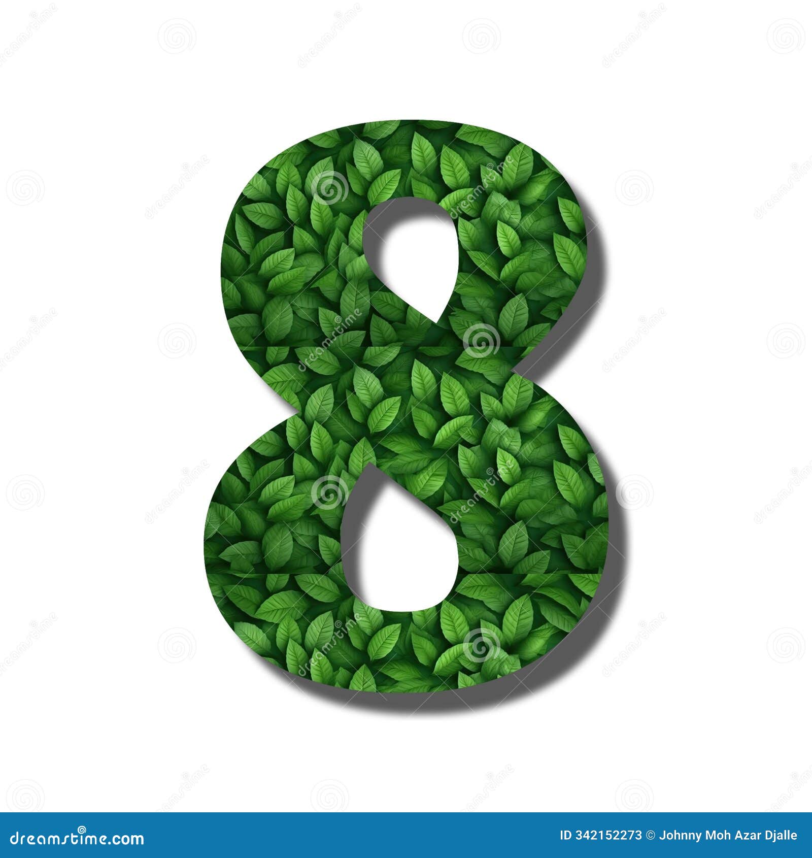 Number with Green Leaves Textured Stock Illustration - Illustration of ...