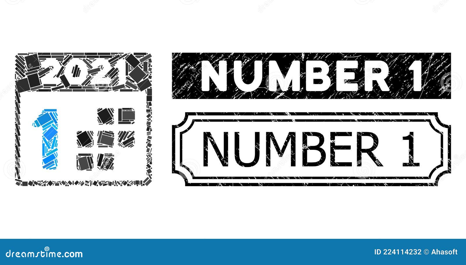 Number 1 Grunge Badge with Notches and 2021 First Day Mosaic of ...