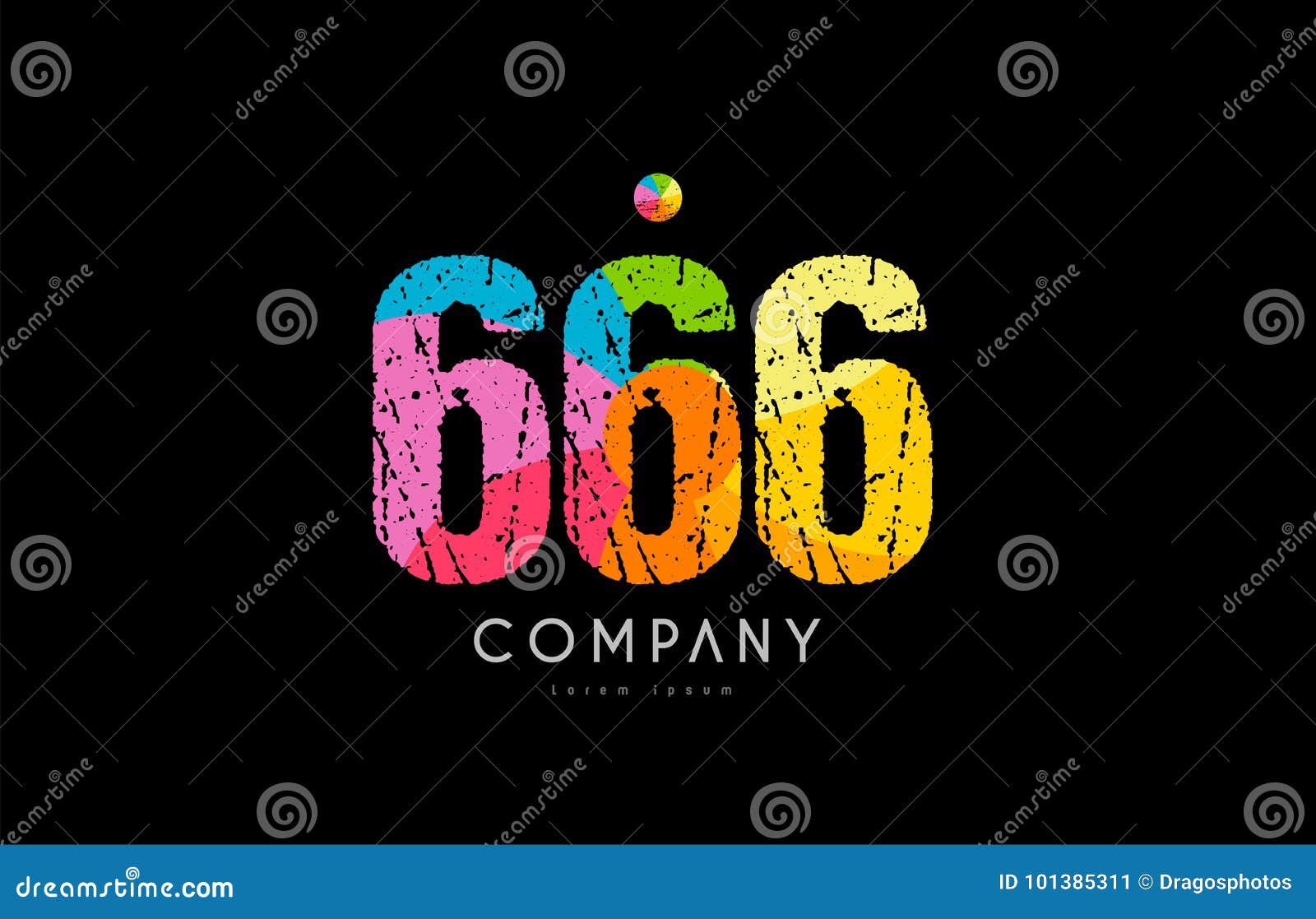 666 Number Grunge Color Rainbow Numeral Digit Logo Stock Vector ...