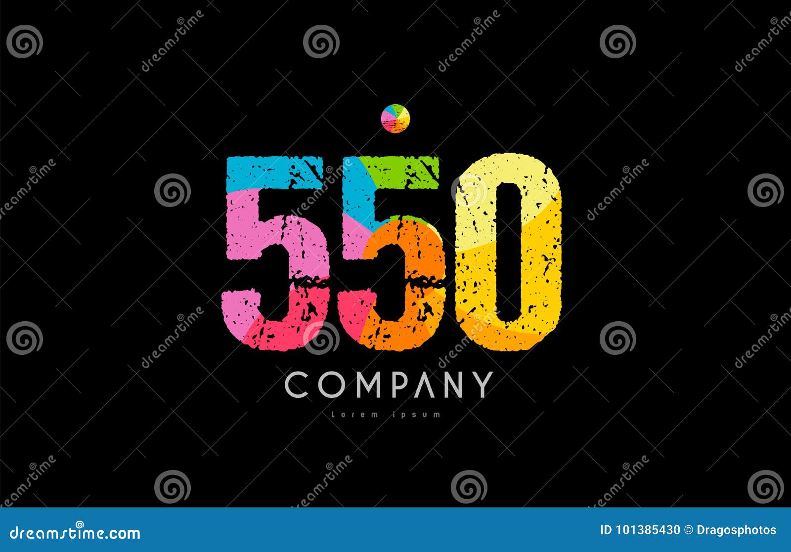550 Number Grunge Color Rainbow Numeral Digit Logo Stock Vector ...