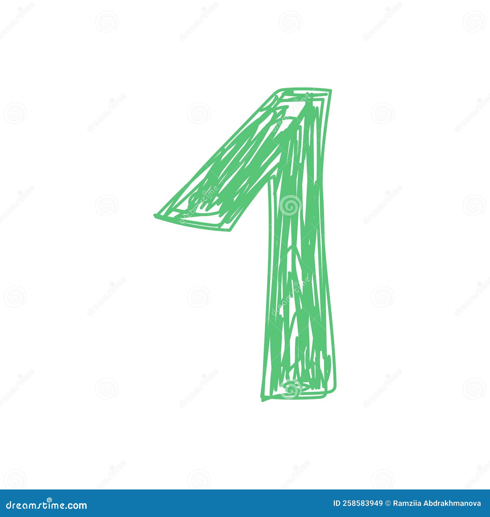 Number 1. Hand Drawn Line Sketch Digit Stock Vector - Illustration of ...