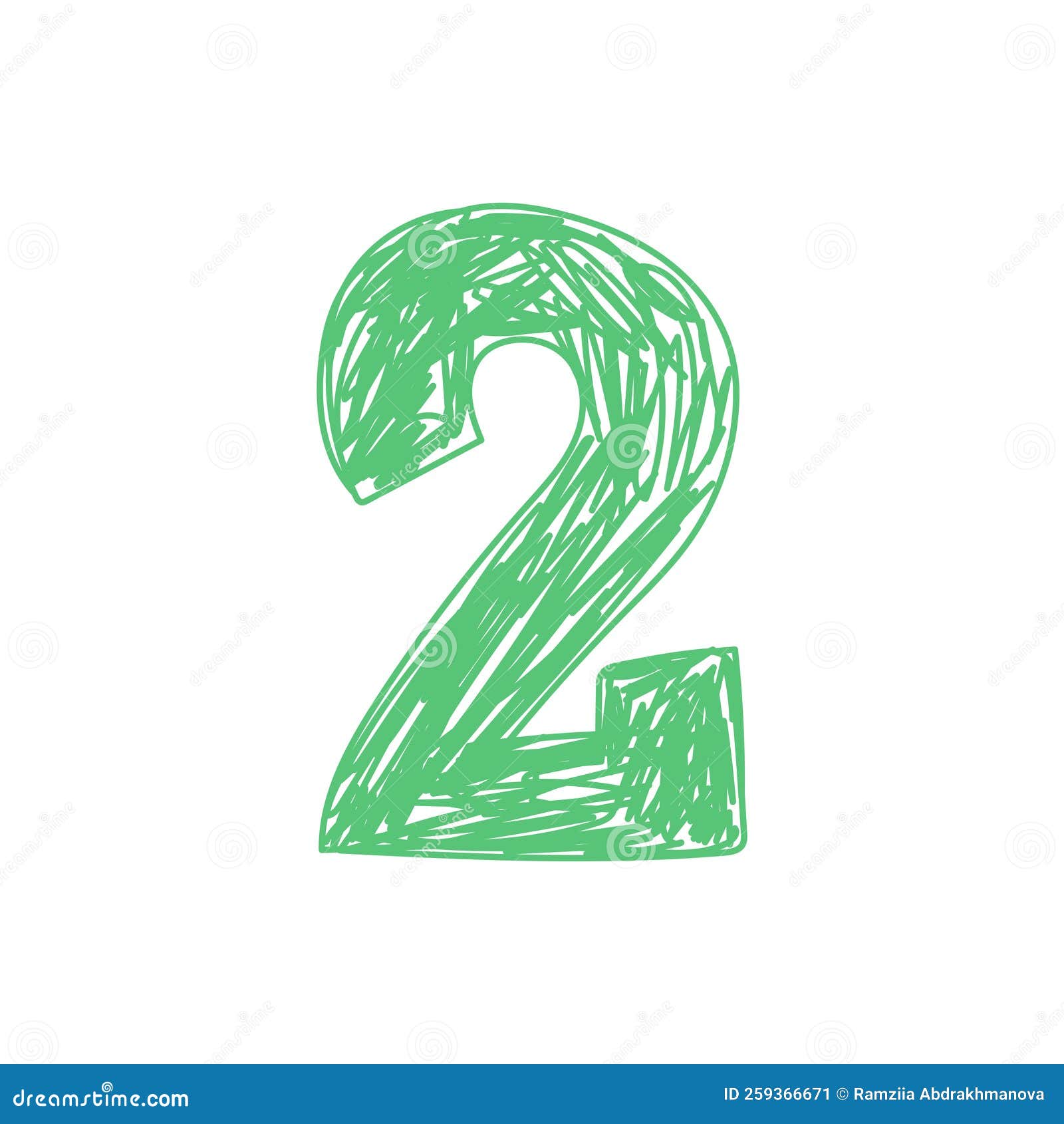 Number 2. Hand Drawn Line Sketch Digit Stock Vector - Illustration of ...