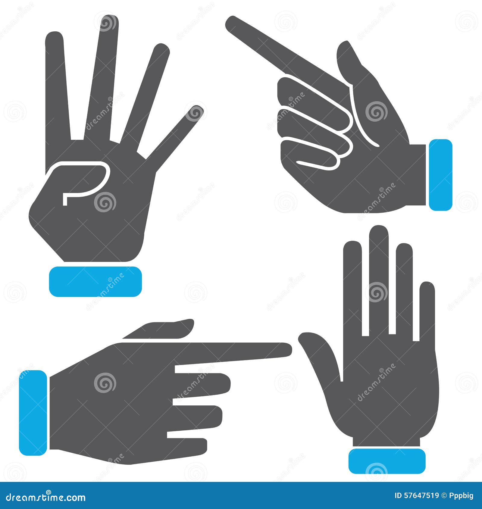 Number hand gestures icons stock illustration. Illustration of gesture ...