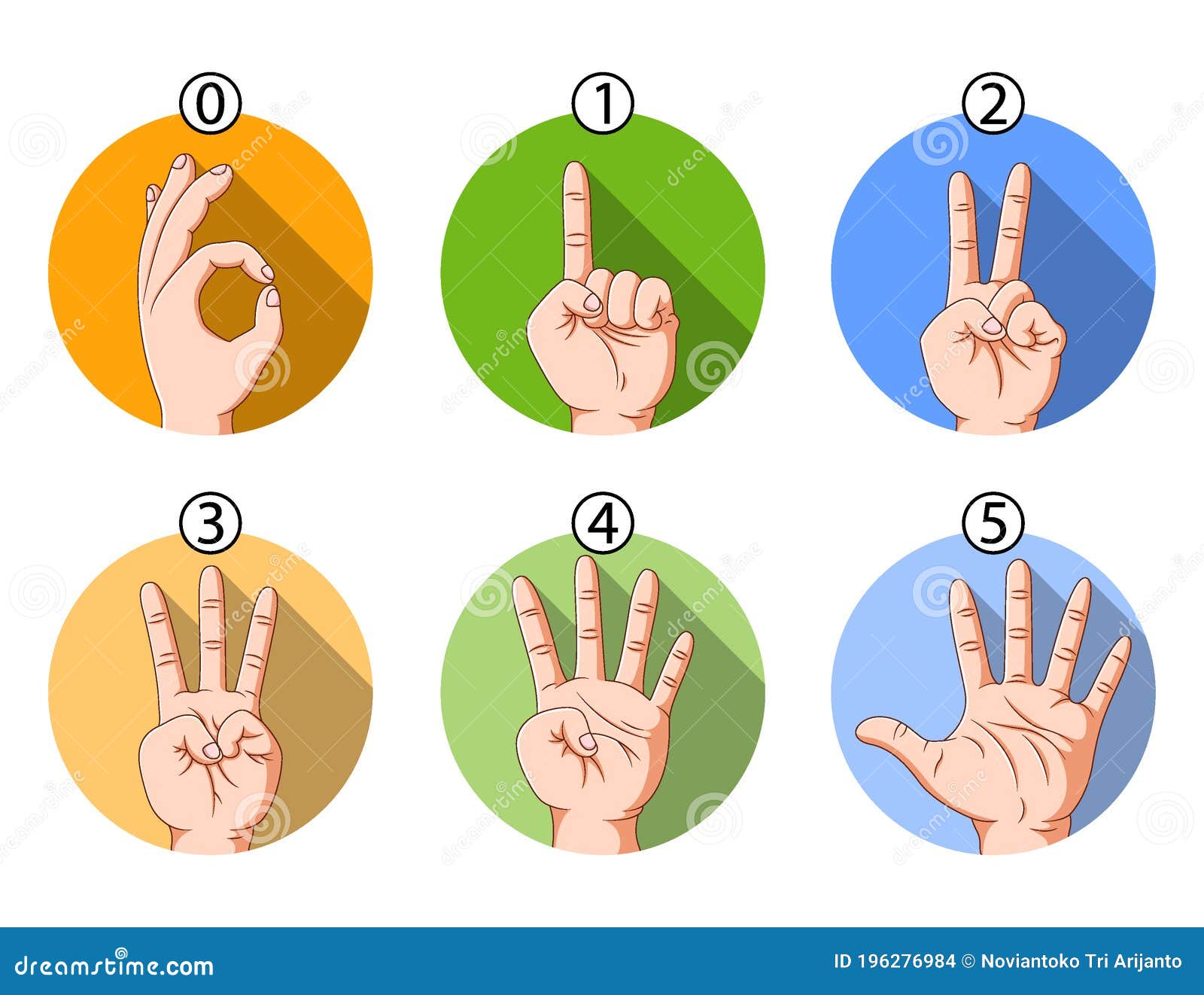 The Number Hand Sign with the Different Color Stock Vector ...