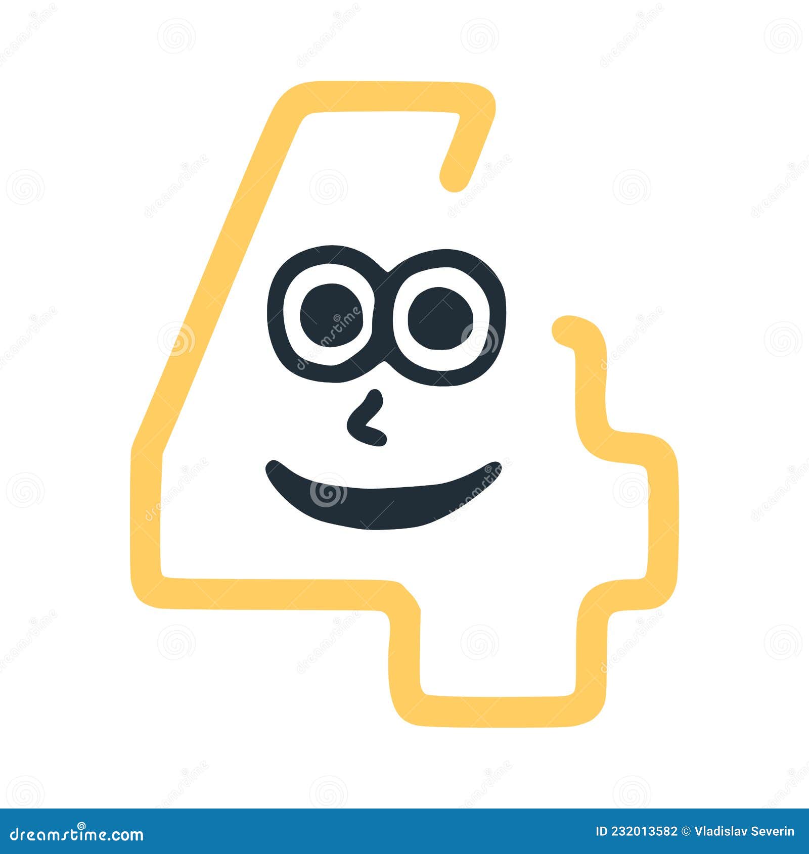Number 4 Happy Eccentric Smiling Character Stock Vector - Illustration ...