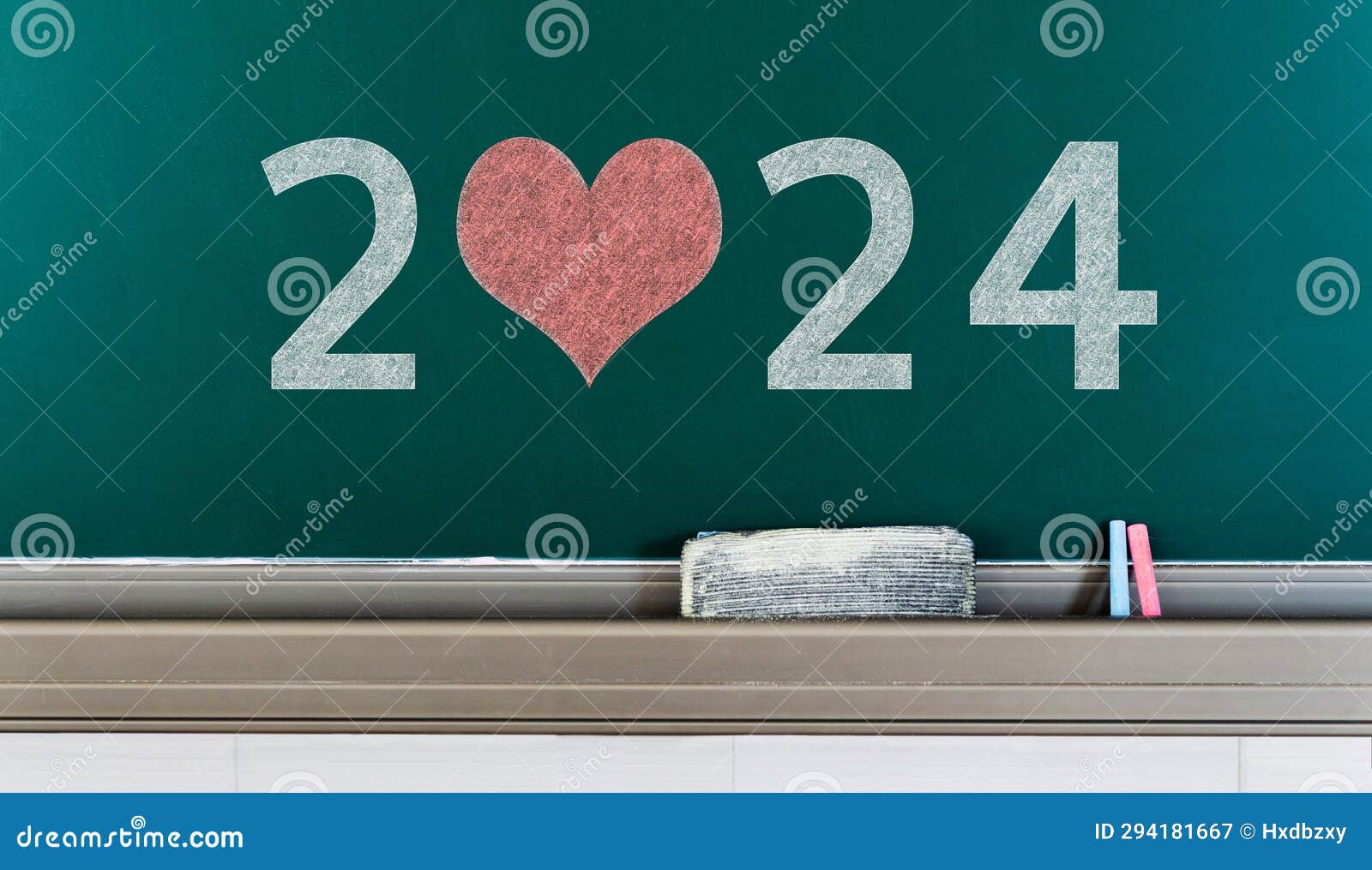 Number 2024 with Heart Shape Stock Image - Image of green, forward ...