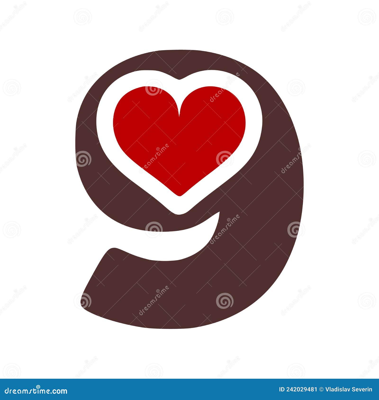 Number 9 with Heart Symbol Doodle Icon Stock Vector - Illustration of ...