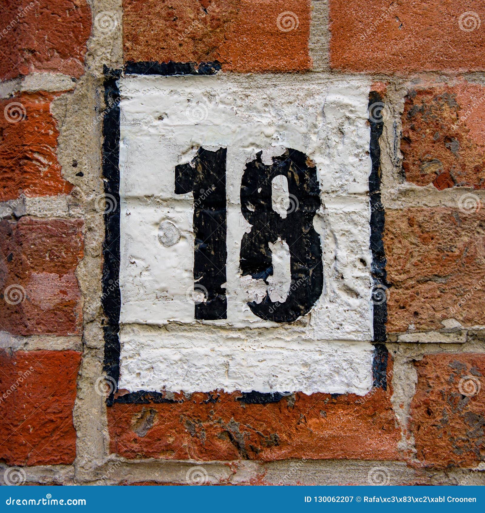 House number 18 stock image. Image of brickwork, address - 130062207
